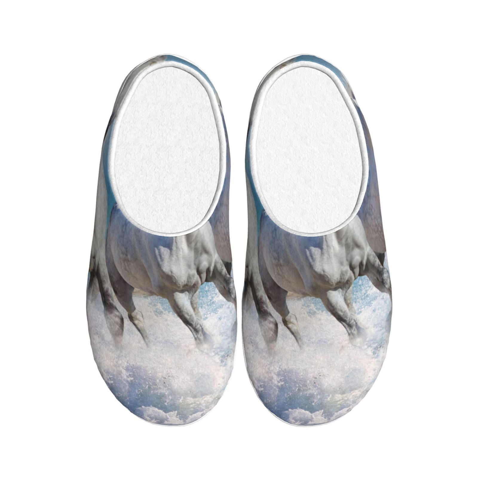 Disketp Horses Running Through The Water Women's Men's Slippers Plush ...