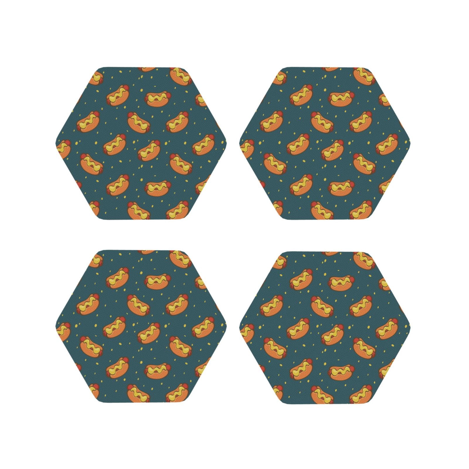 Disketp Hot Dog 6 Funny Coasters,4 Pcs Leather Coasters with Holder ...