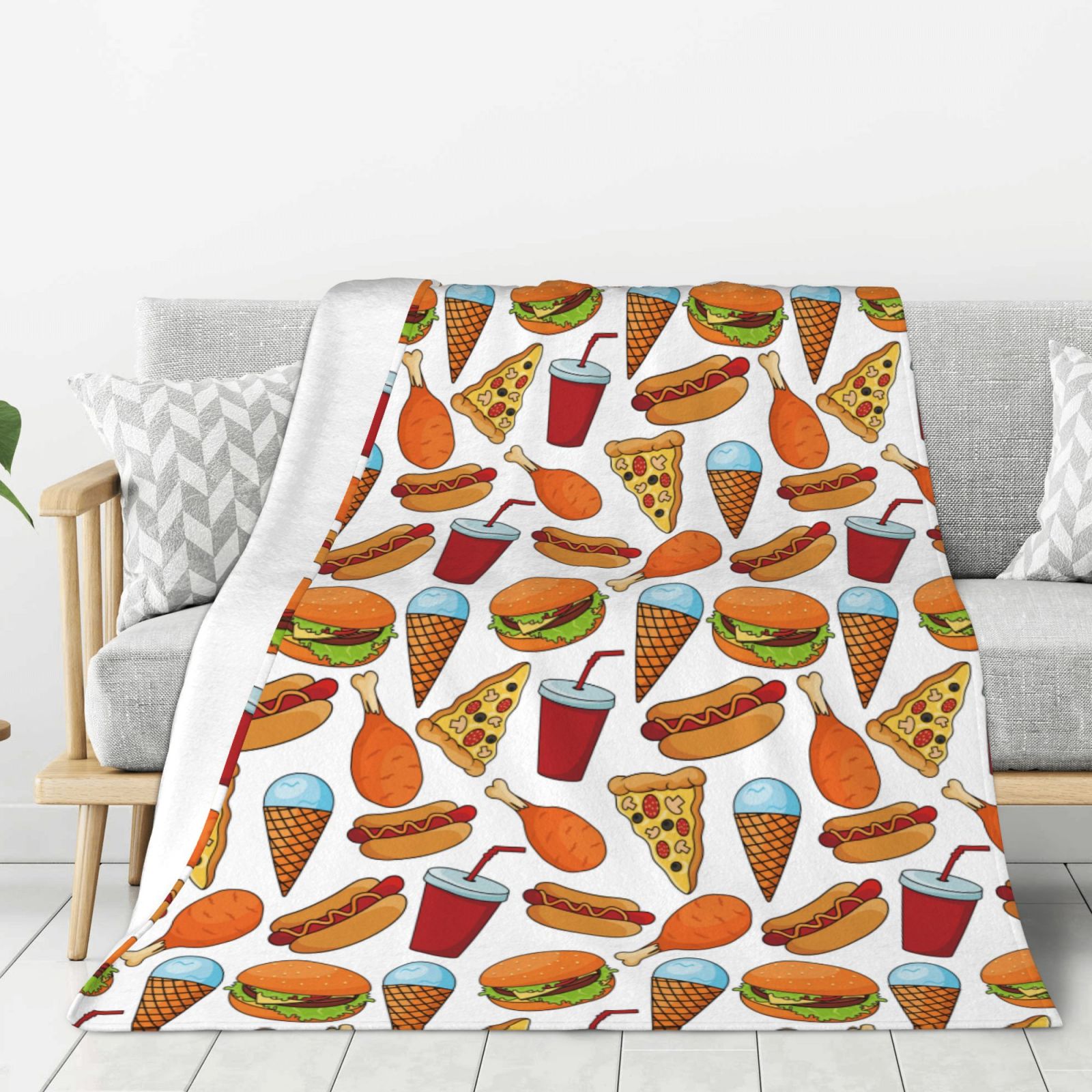 Disketp Hot Dog Burger Cozy Flannel Fleece Throw Blanket: Has a velvety ...