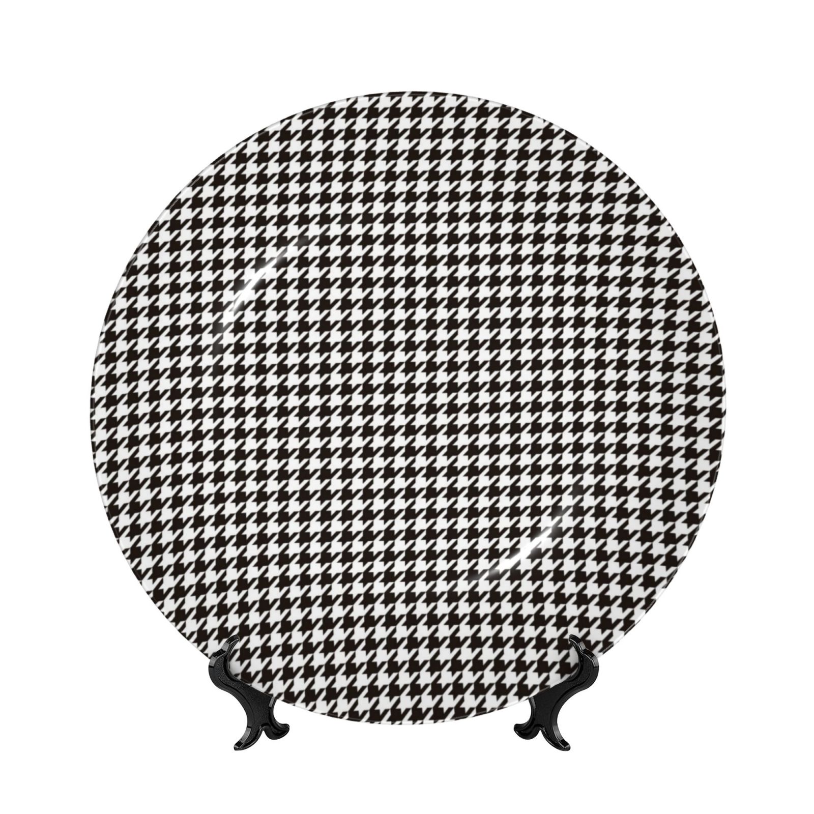Disketp Houndstooth Black And White Ceramic Plate Dinner Plates Bone ...