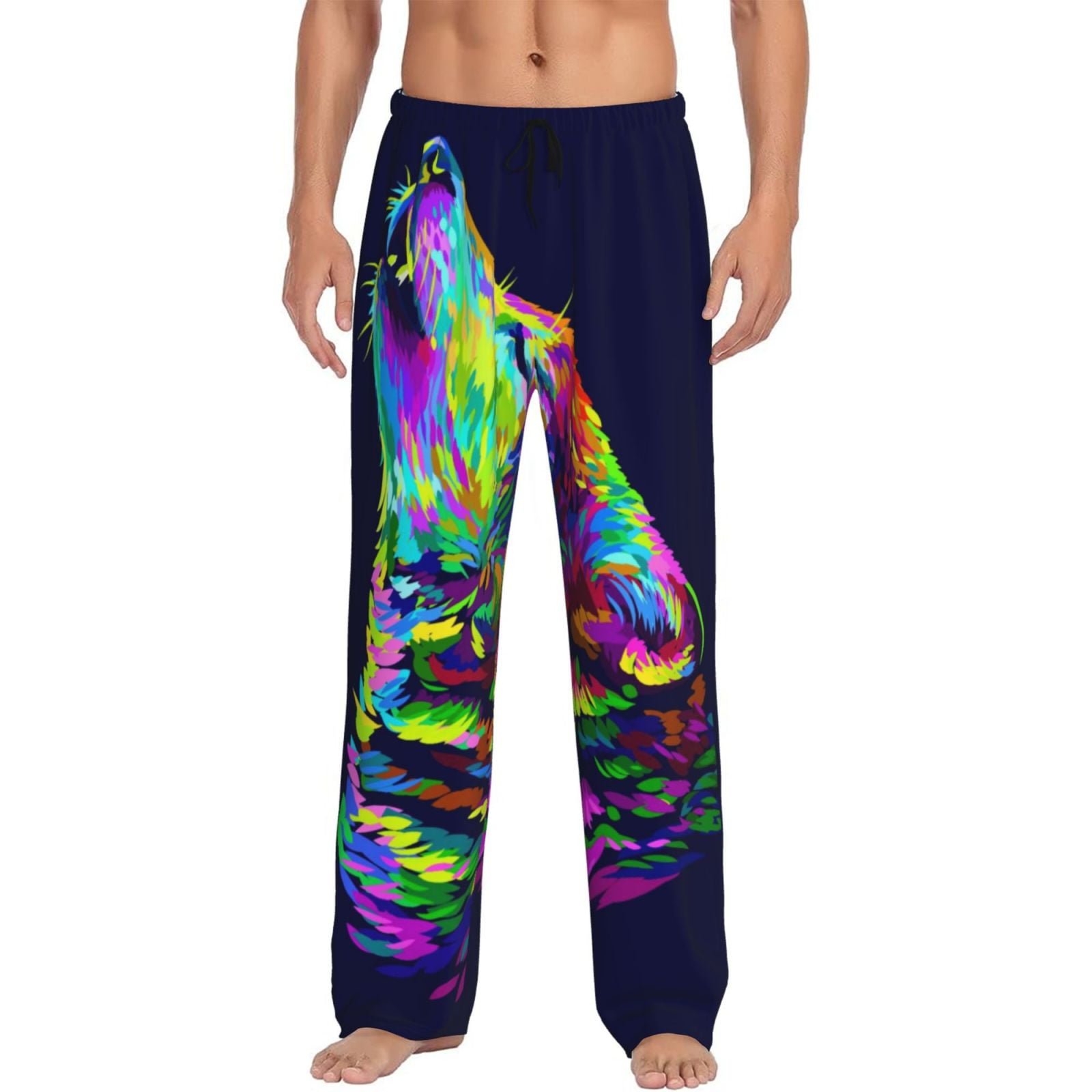 Disketp Howling Wolf Men'S Pajama Pants - Ultra Soft Fleece Sleep And ...