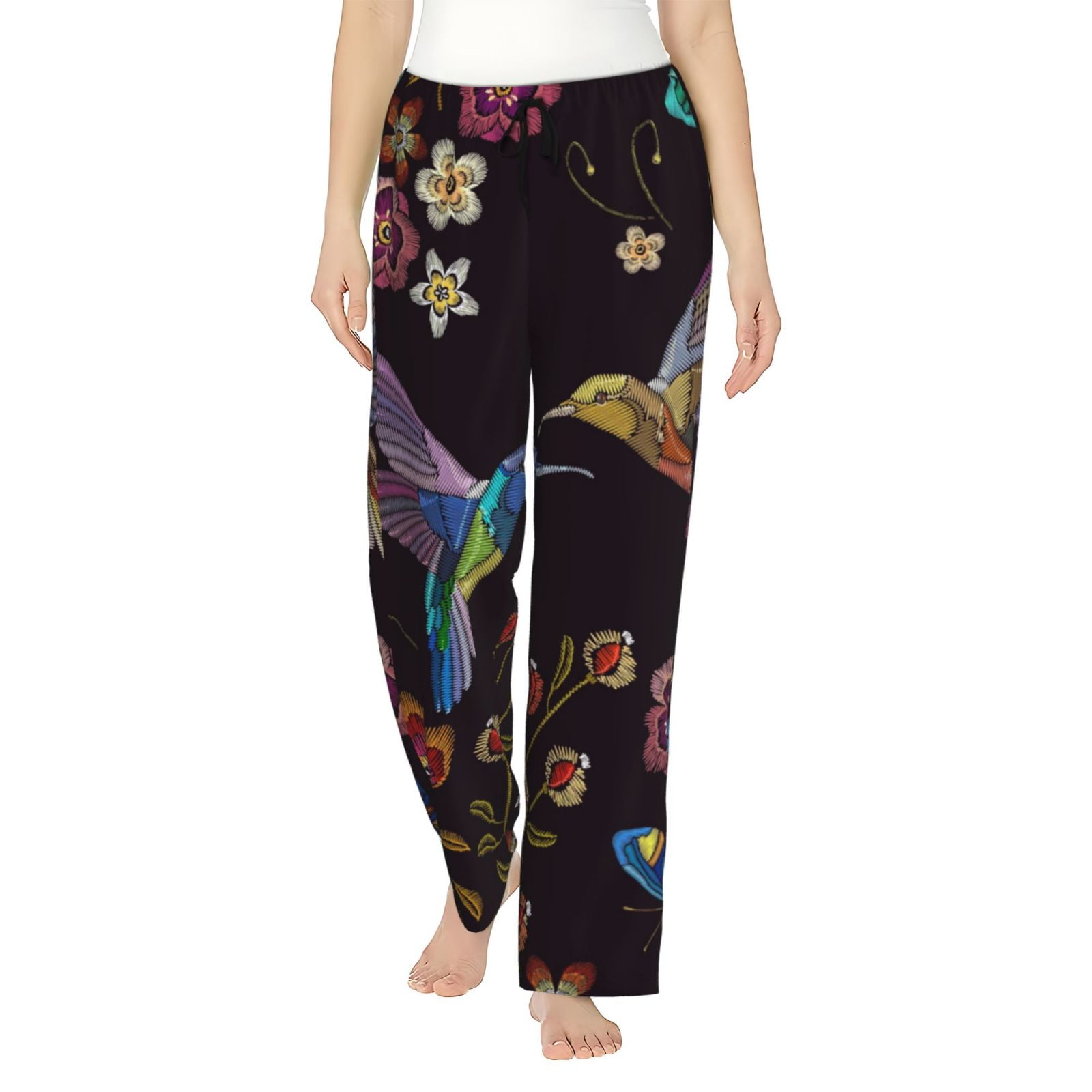 Disketp Humming Bird Print Women'S Comfy Pajama Pants Casual Drawstring ...