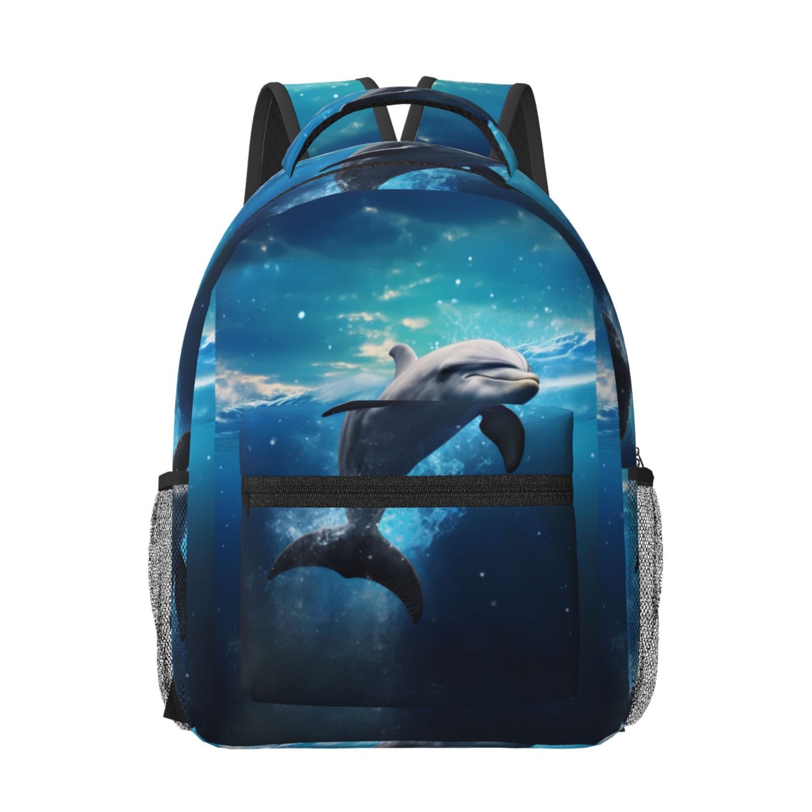 Disketp Ice Blue Ocean Cute Dolphin Backpack - Comfortable Daypack with ...