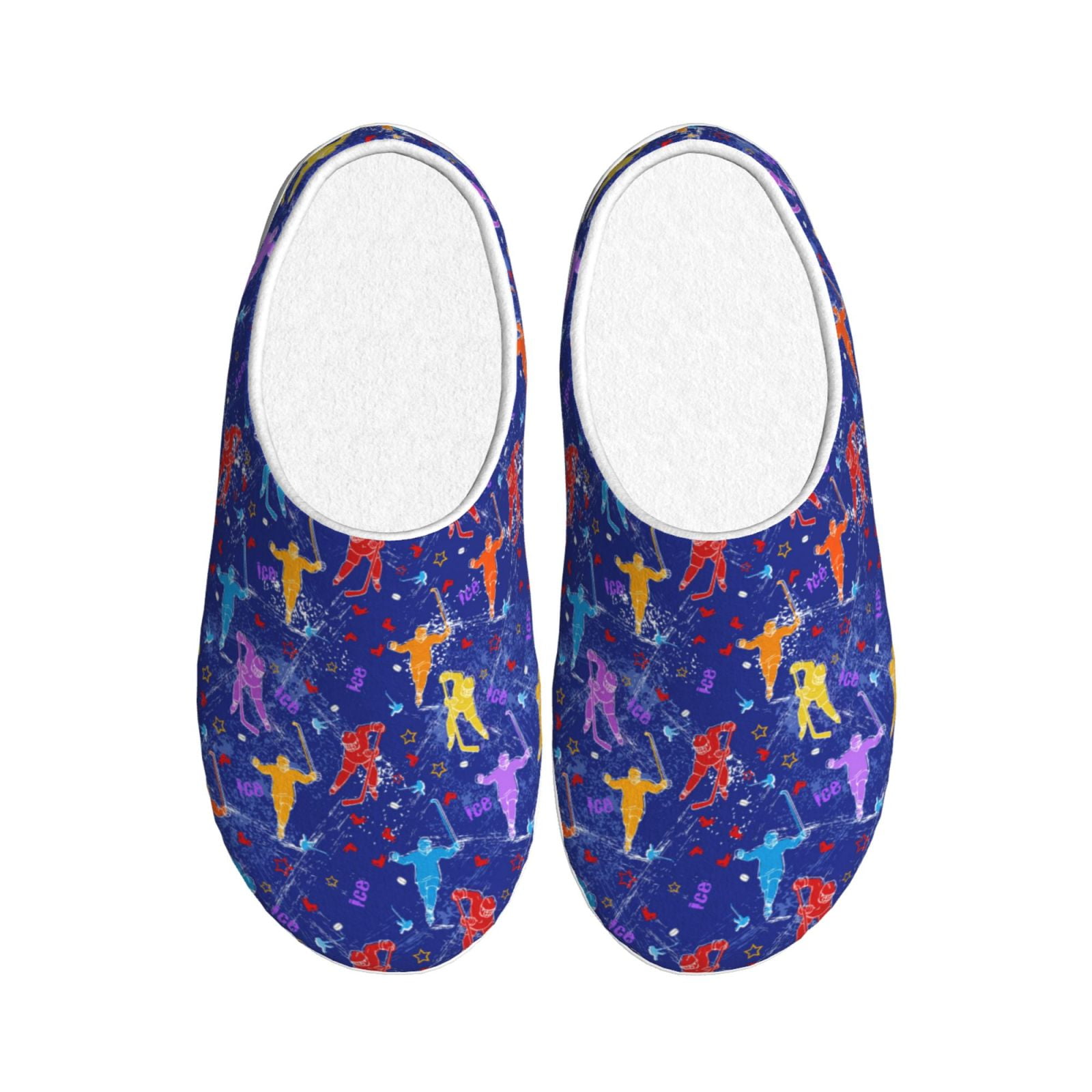 Disketp Ice Hockey Players With Puck Women's Men's Slippers Plush Slip ...