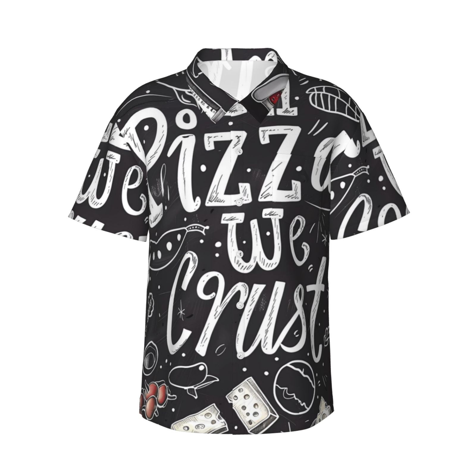 Disketp In Pizza We Crust Art Hawaiian Shirts for Men,Mens Casual Short ...