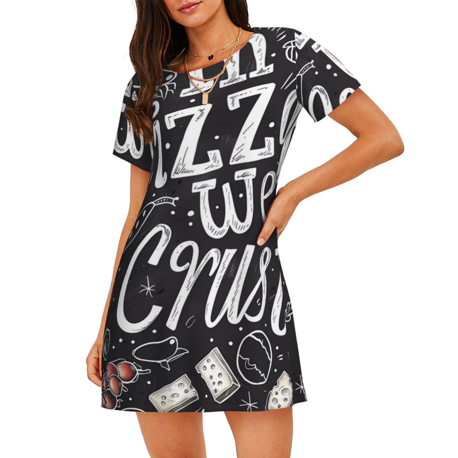 Disketp In Pizza We Crust Art for Womens Short Sleeve Sleepshirt ...