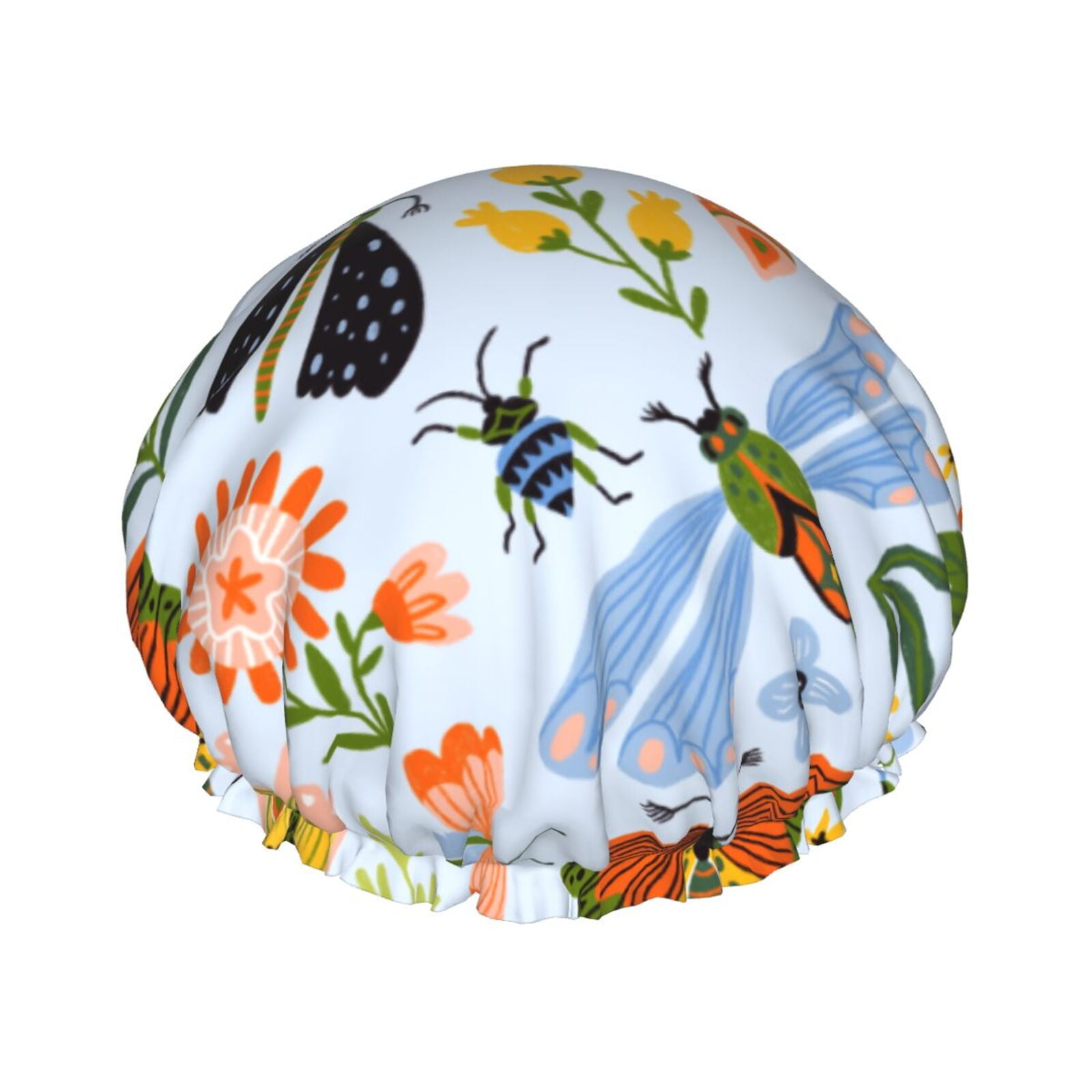 Disketp Insects And Flowers Shower Caps,Reusable Shower Cap For Women ...