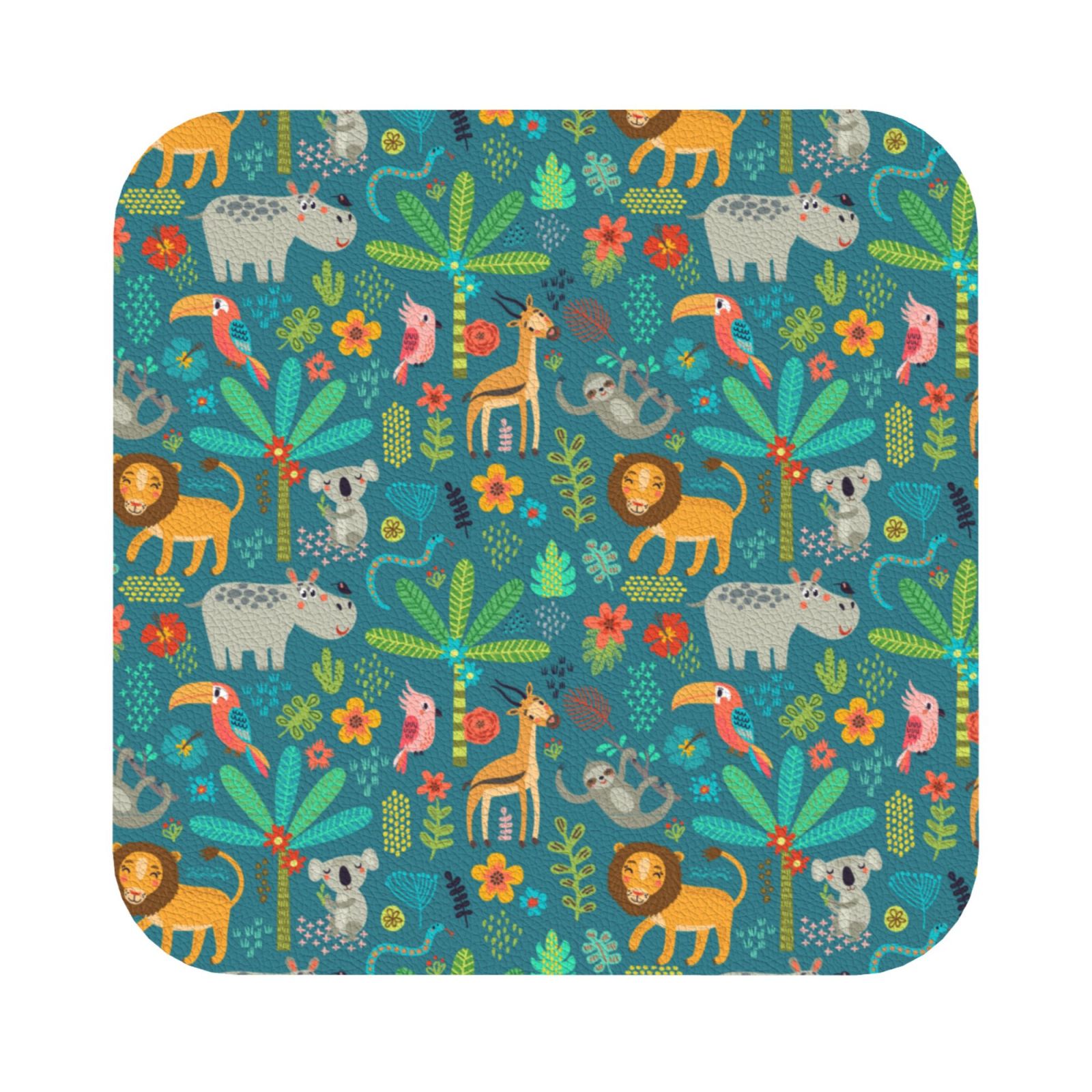 Disketp Jungle Animals Funny Coasters,6 Pcs Leather Coasters With ...