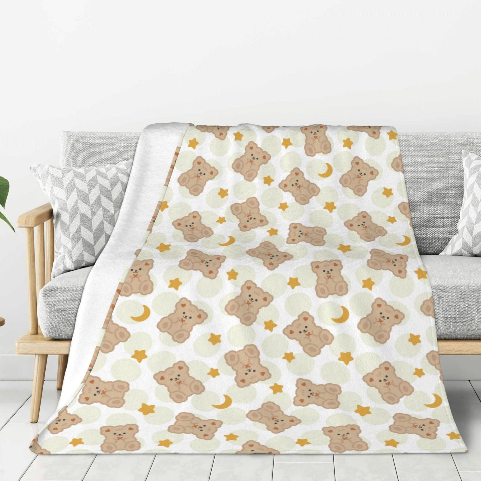 Disketp Kawaii Bear Cozy Flannel Fleece Throw Blanket: Has a velvety ...