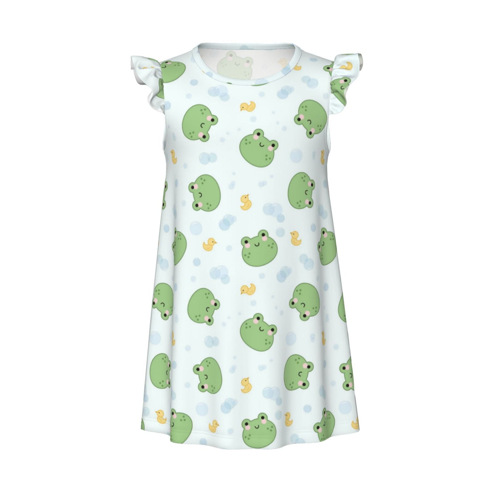 Disketp Kawaii Frogs Print Girls Nightgowns 3-10 Years Flutter Short ...