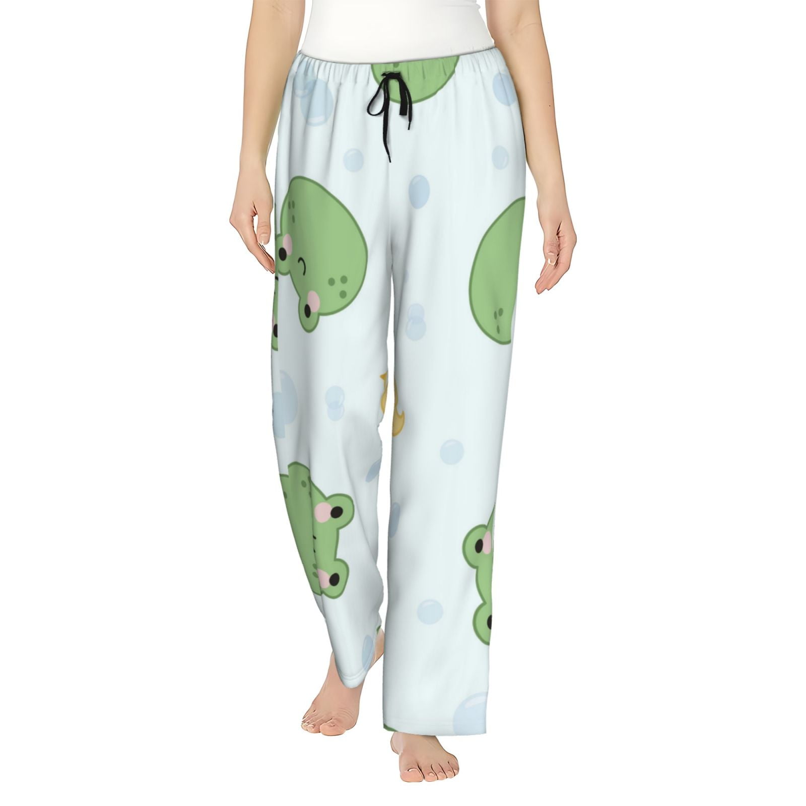 Disketp Kawaii Frogs Print Women'S Comfy Pajama Pants Casual Drawstring ...