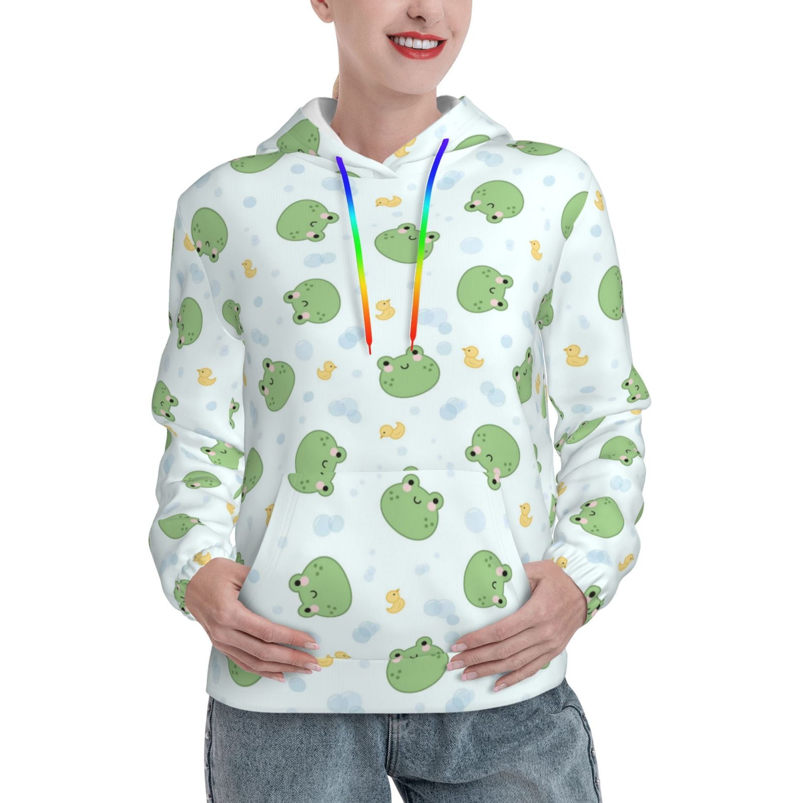 Disketp Kawaii Frogs Womens Casual Hoodies Crew Neck Long Sleeve ...