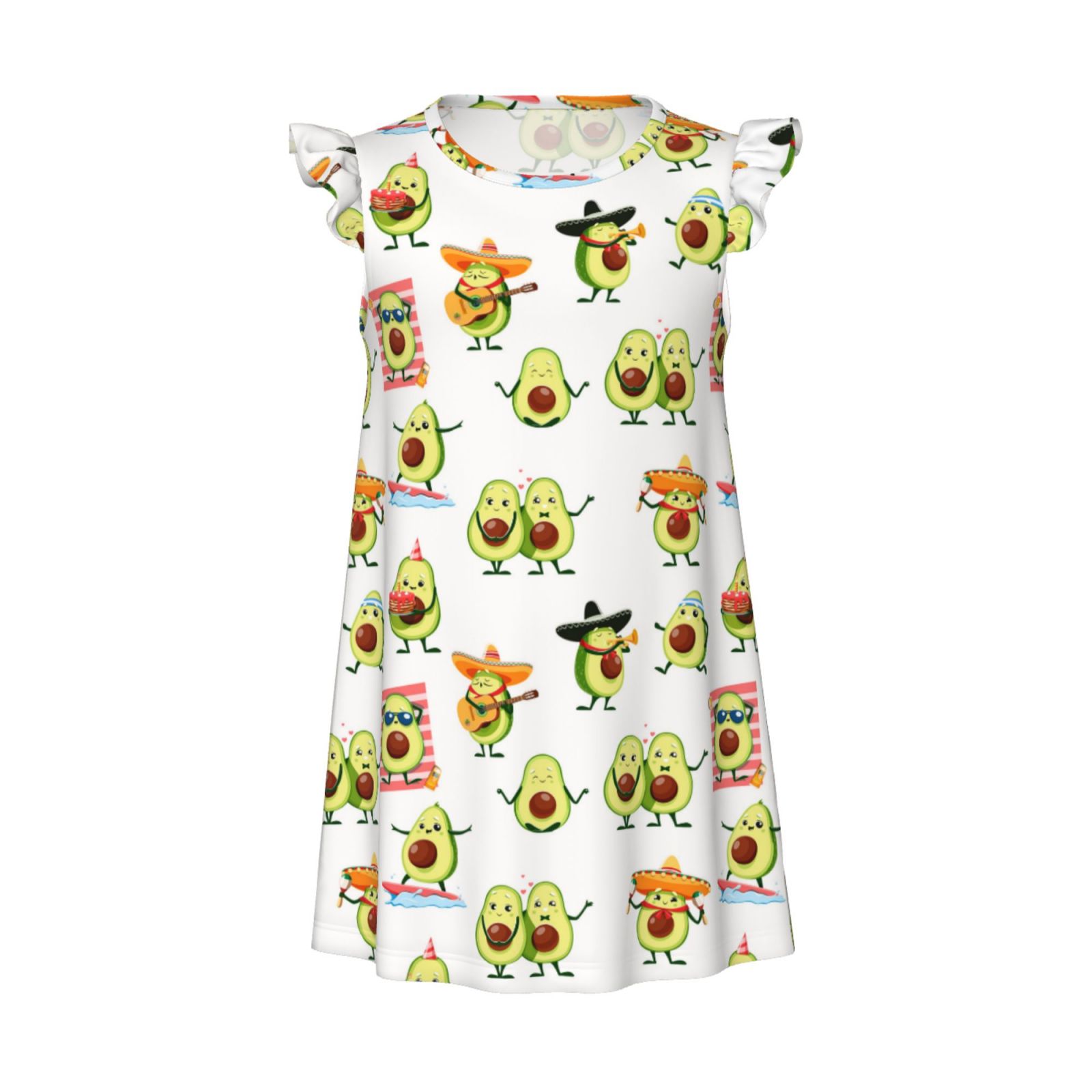 Disketp Kawaii Mexican Avocado Print Girls Nightgowns 3-10 Years ...