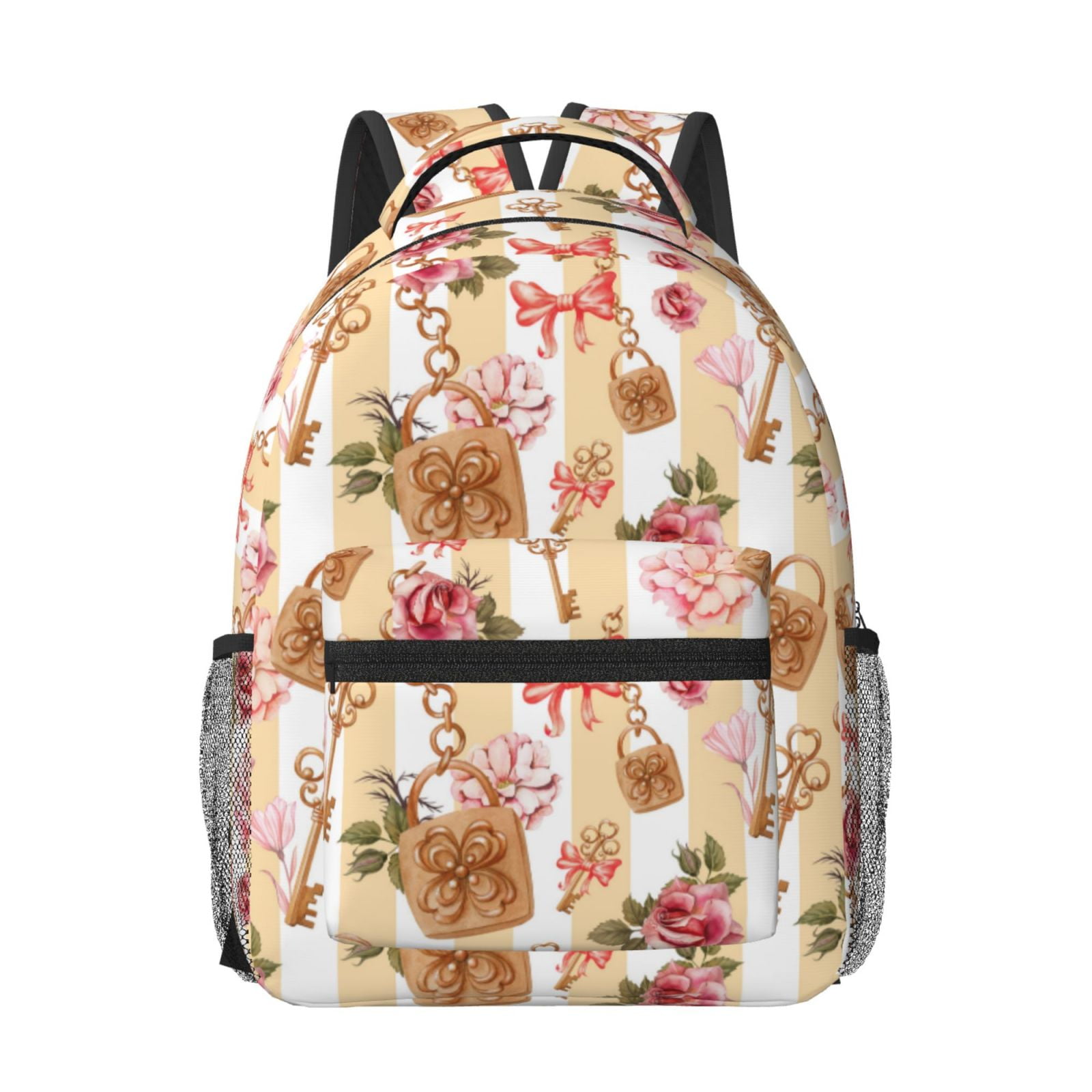 Disketp Key Lock And Flowers Backpack for Women and Men, Lightweight ...