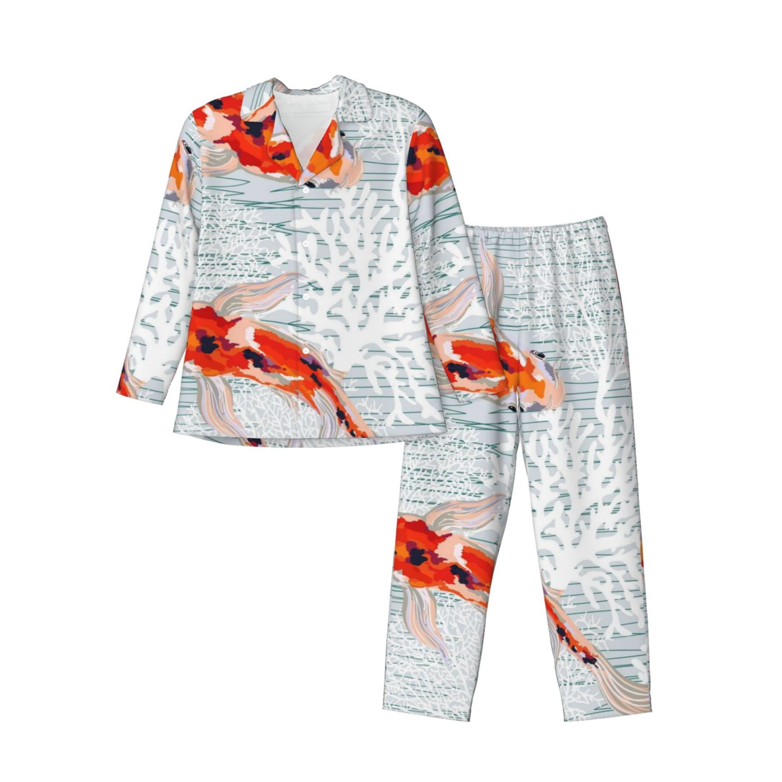 Disketp Koi Fish Corals,Spring Summer for Pajamas Set Long Sleeve ...