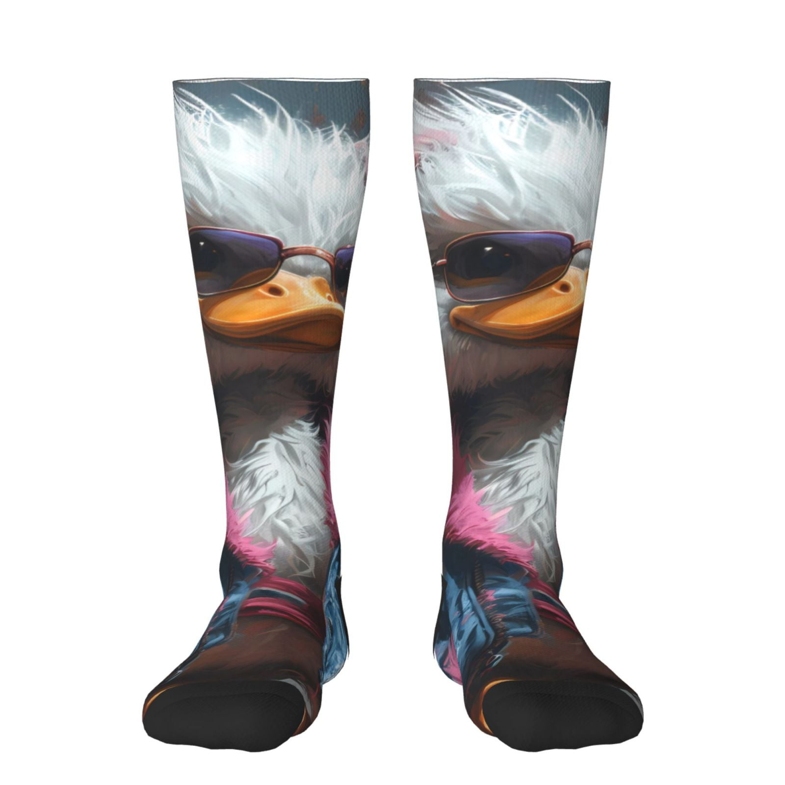 Disketp Lady Duck Print Unisex Contrast Color Stockings Lightweight ...