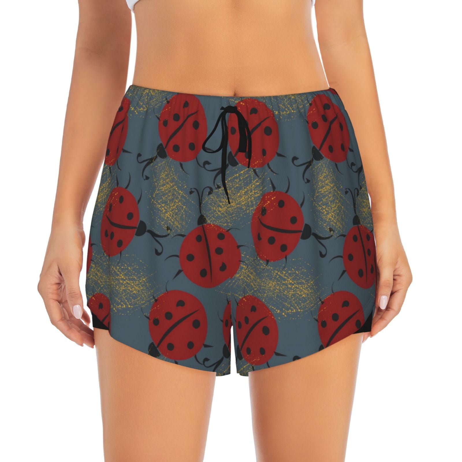Disketp Ladybug Print Women's Shorts Workout Shorts for Athletic Gym ...