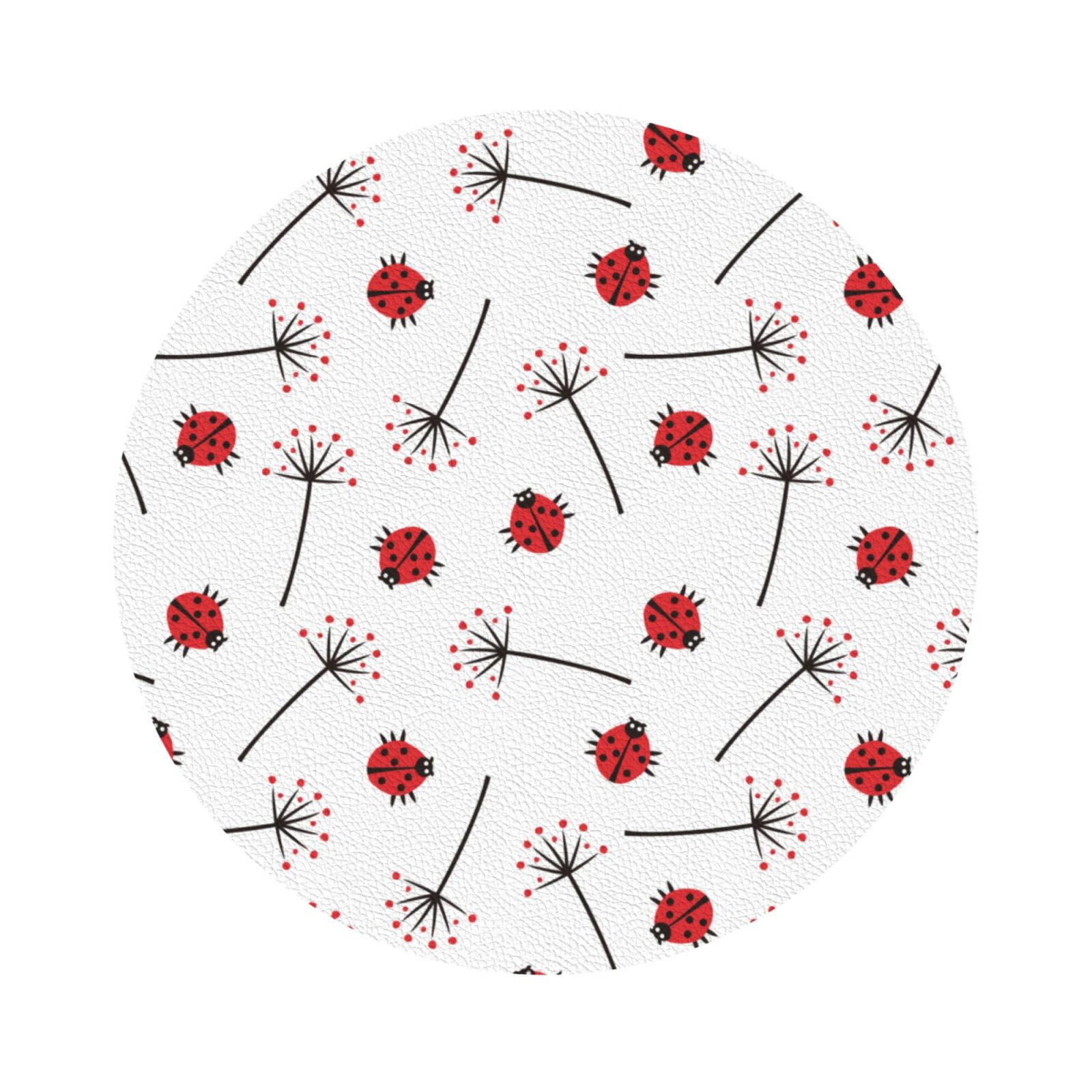 Disketp Ladybug With Dandelion Funny Coasters,6 Pcs Leather Coasters ...