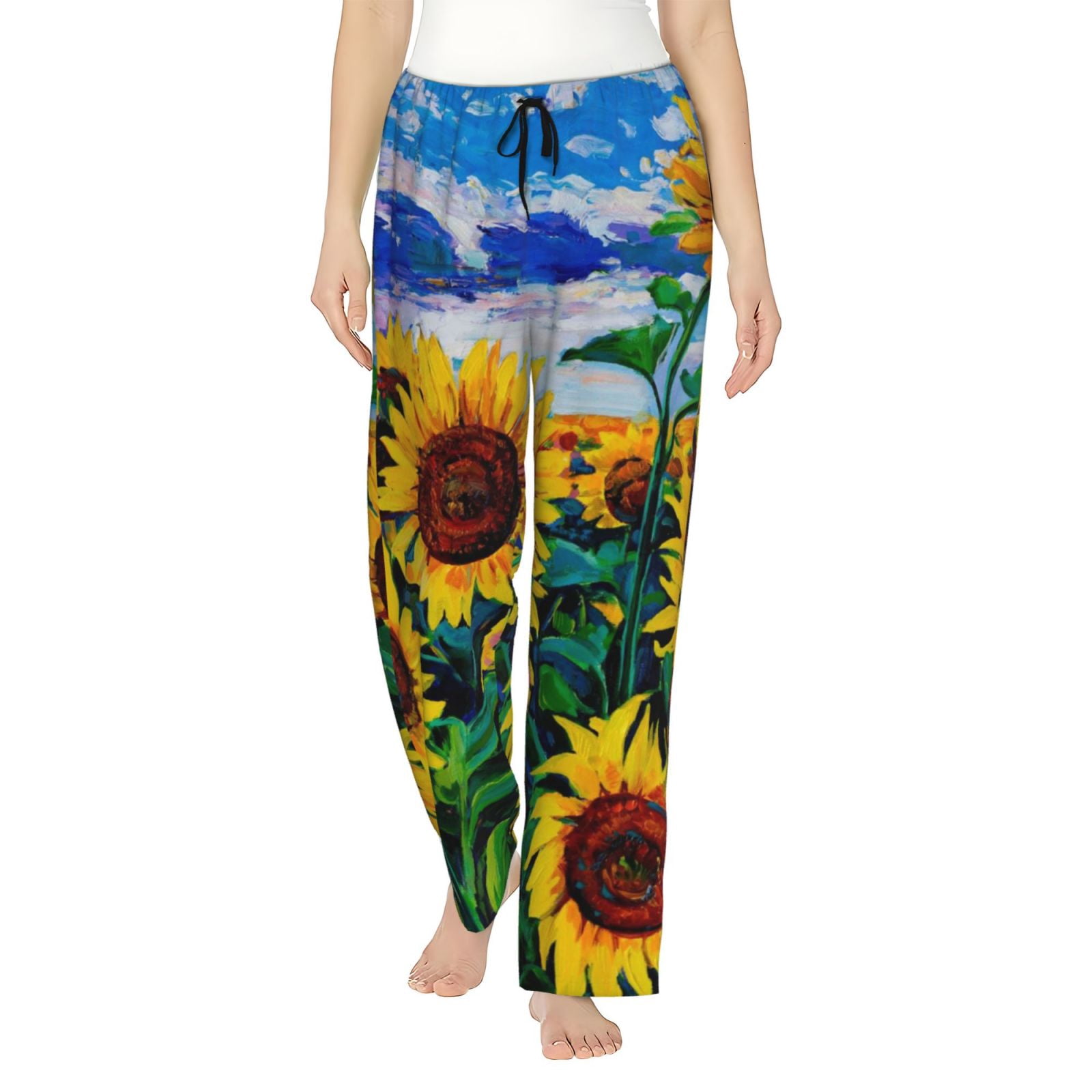 Disketp Landscape With Sunflowers Print Women'S Comfy Pajama Pants ...