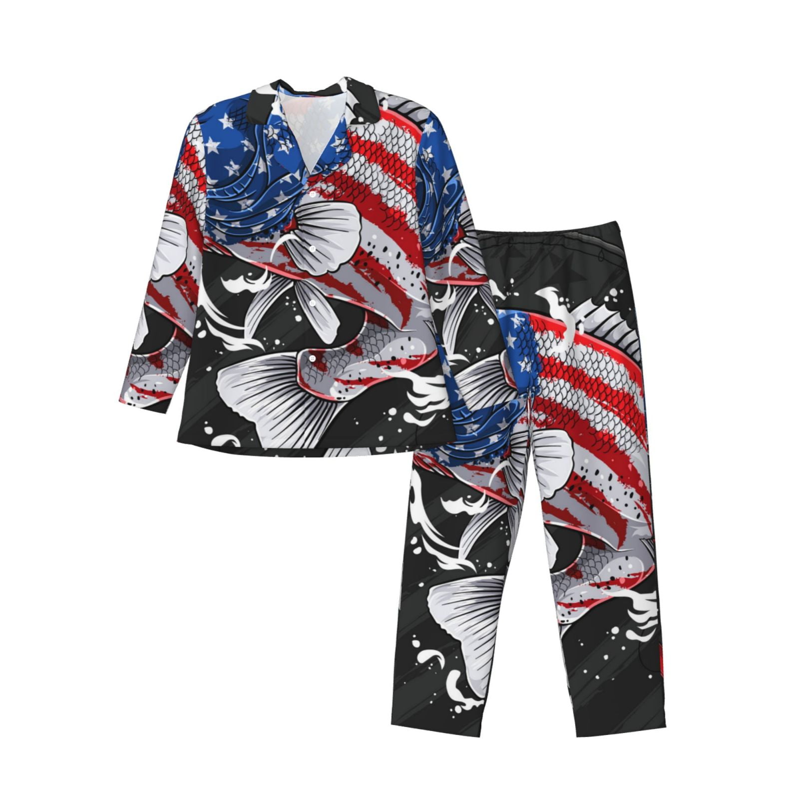 Disketp Largemouth Bass Fish in USA for Pajamas Set Long Sleeve ...