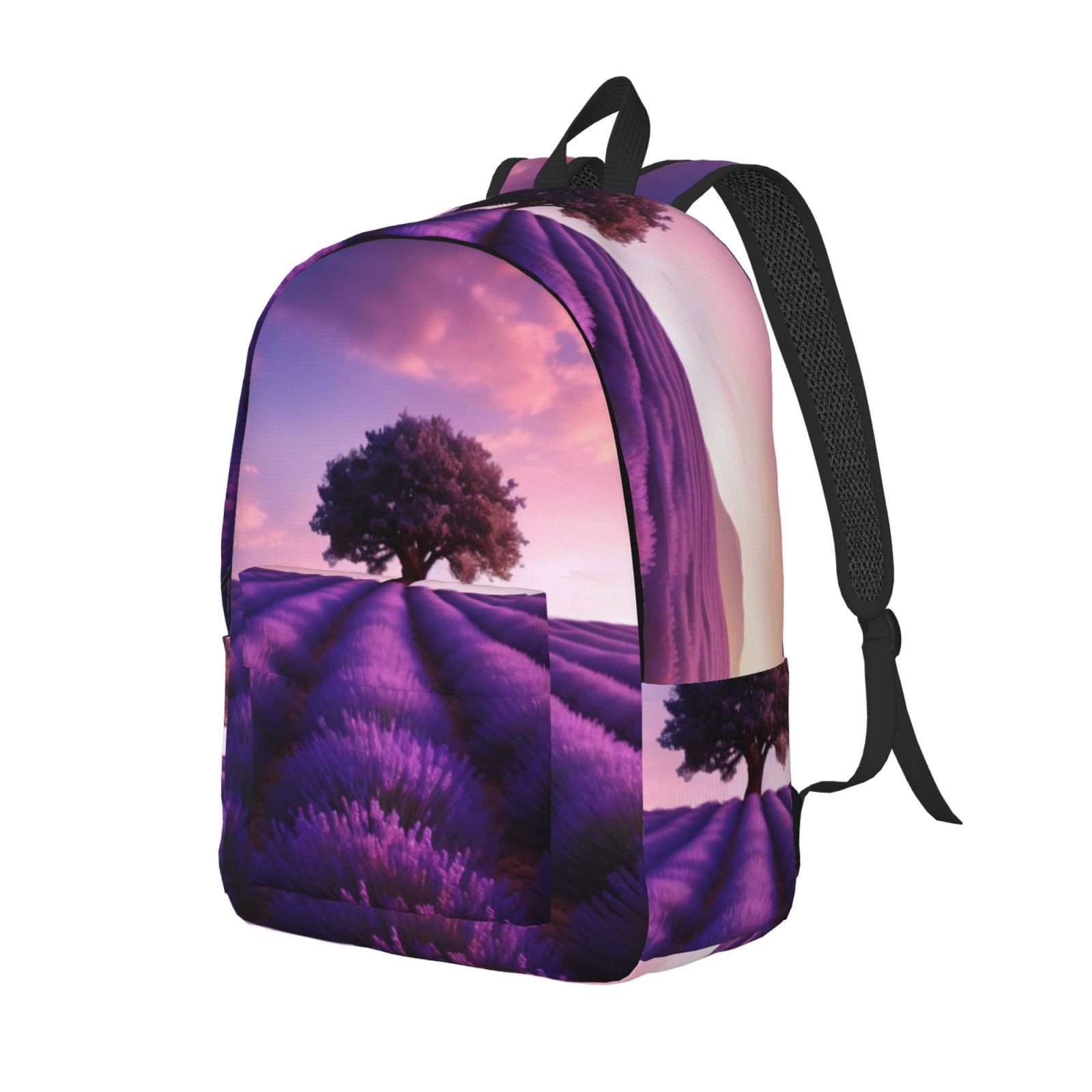 Disketp Lavender Field Sunset Canvas Backpack Lightweight Travel ...