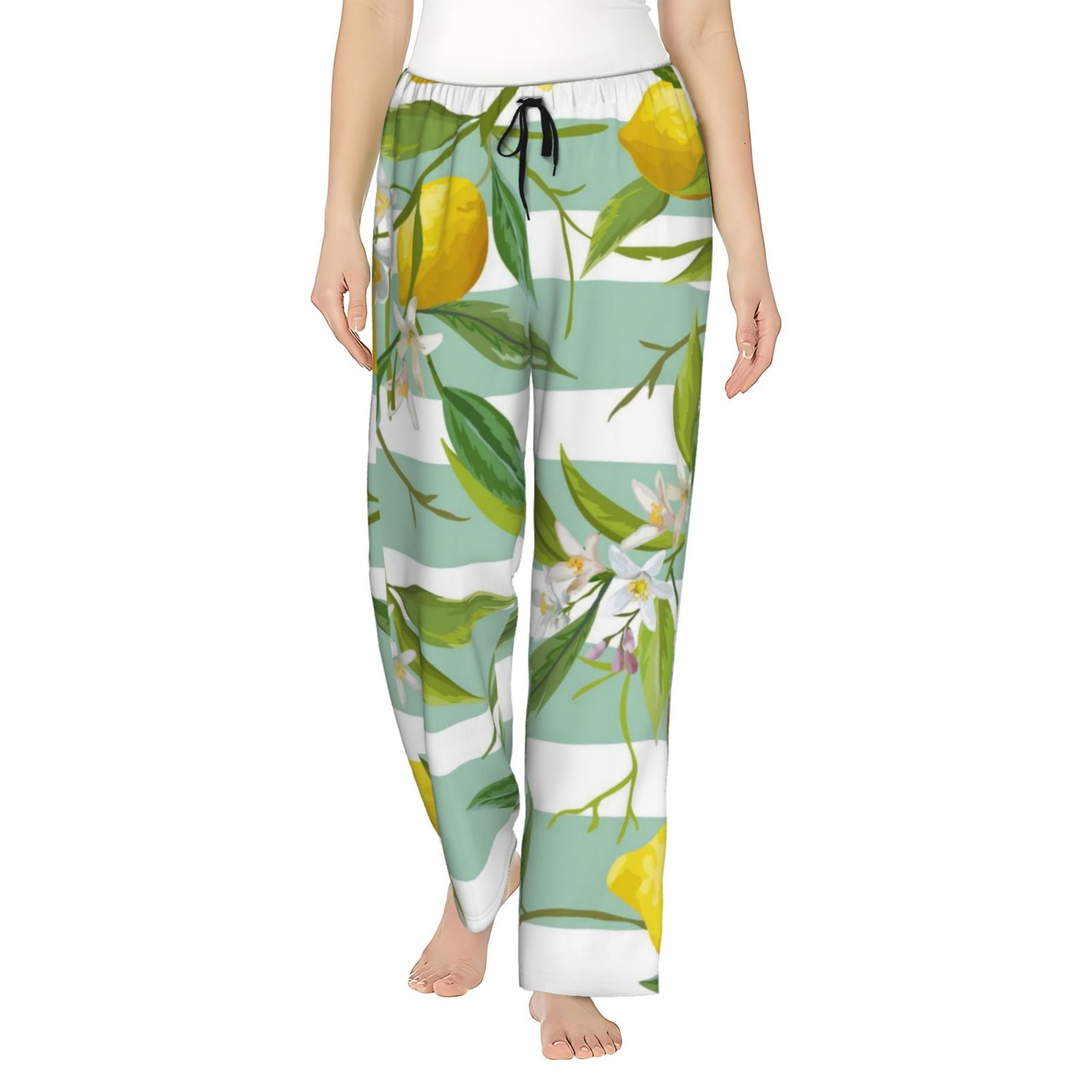 Disketp Lemon Print Women'S Comfy Pajama Pants Casual Drawstring ...