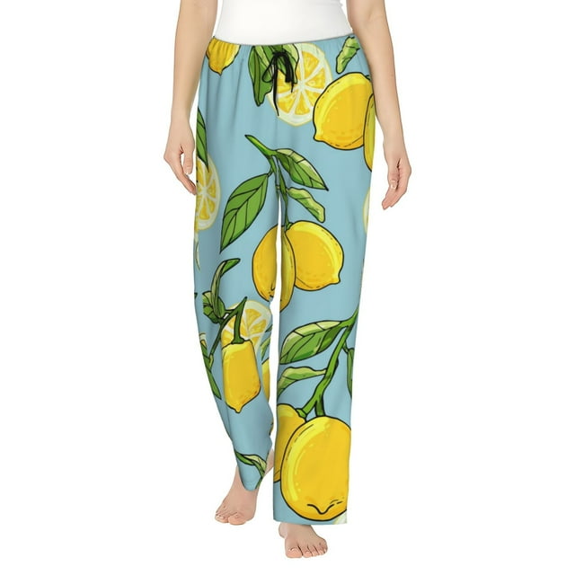 Disketp Lemon Print Women'S Comfy Pajama Pants Casual Drawstring ...