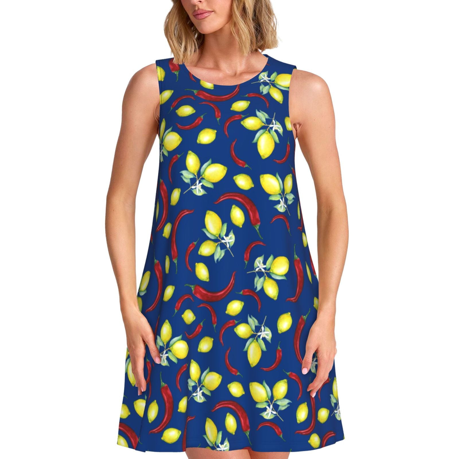 Disketp Lemons And Chili for Women's Sleeveless Dress Womens Summer ...