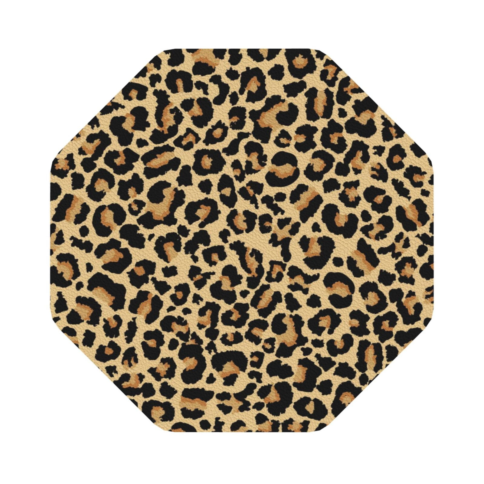 Disketp Leopard Print Funny Coasters,4 Pcs Leather Coasters With Holder ...