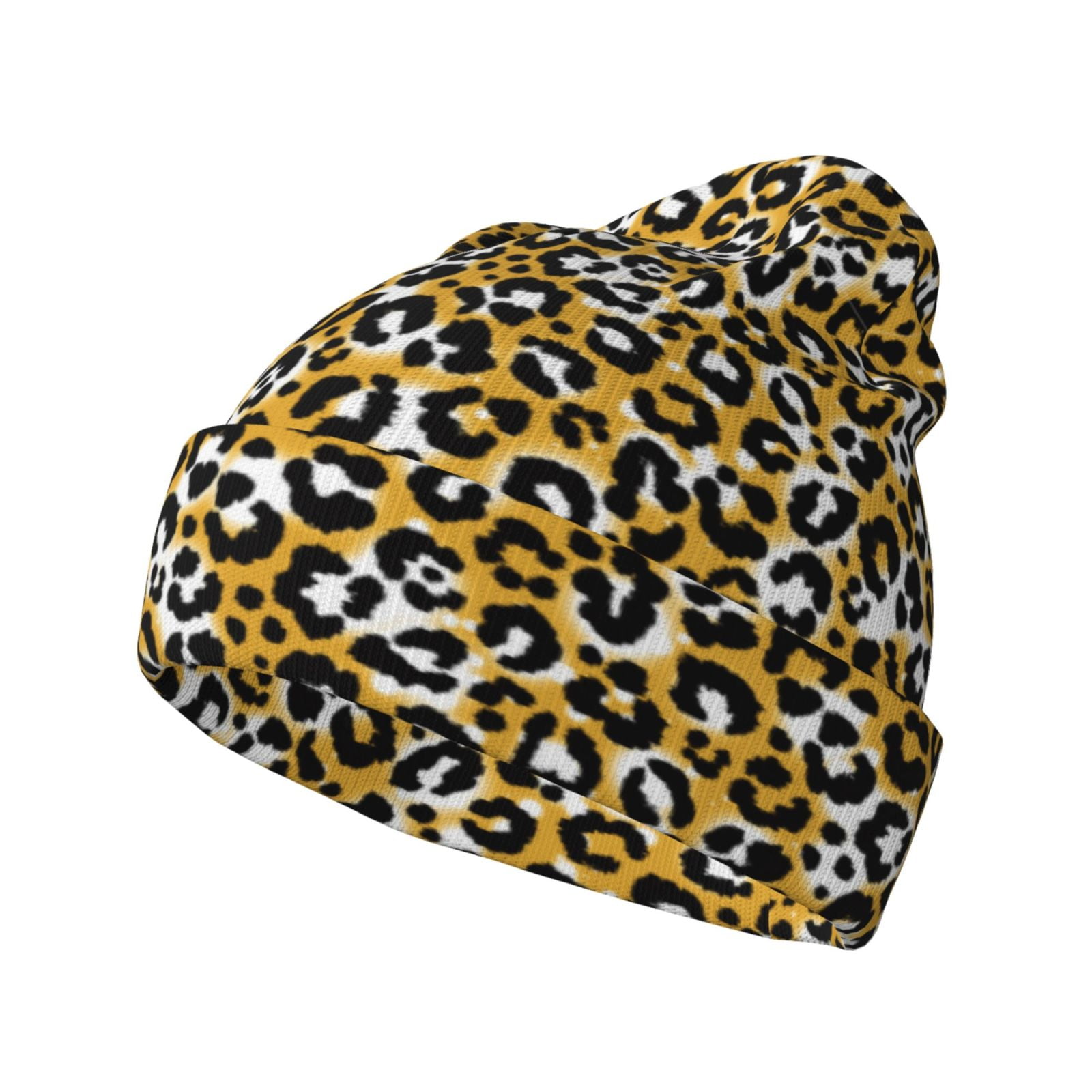 Disketp Leopard Winter Beanie for Men Women Beanie Knit Hat Cuffed Cap ...