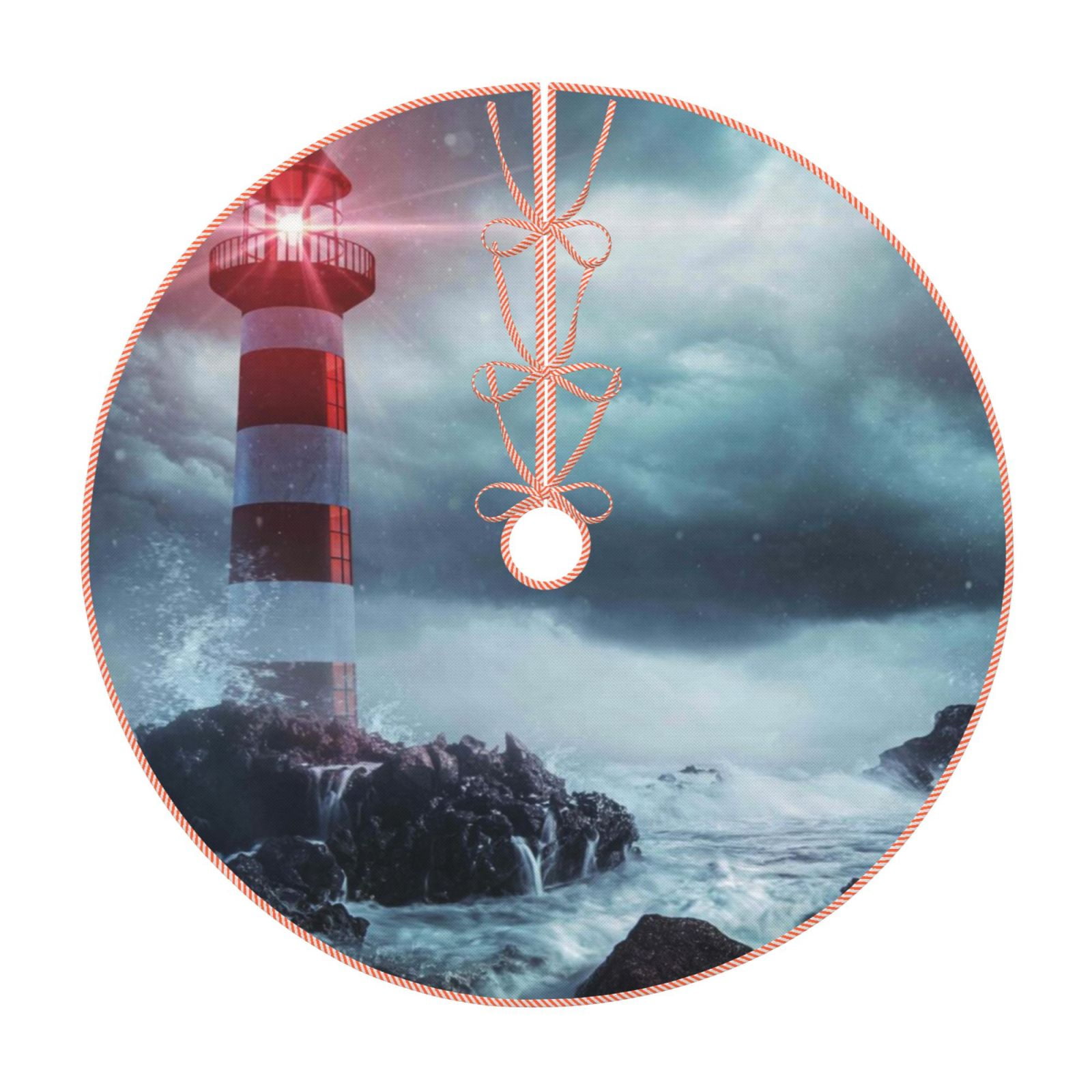 Disketp Lighthouse in a Stormy Sea Christmas Tree Skirt, Christmas Tree ...