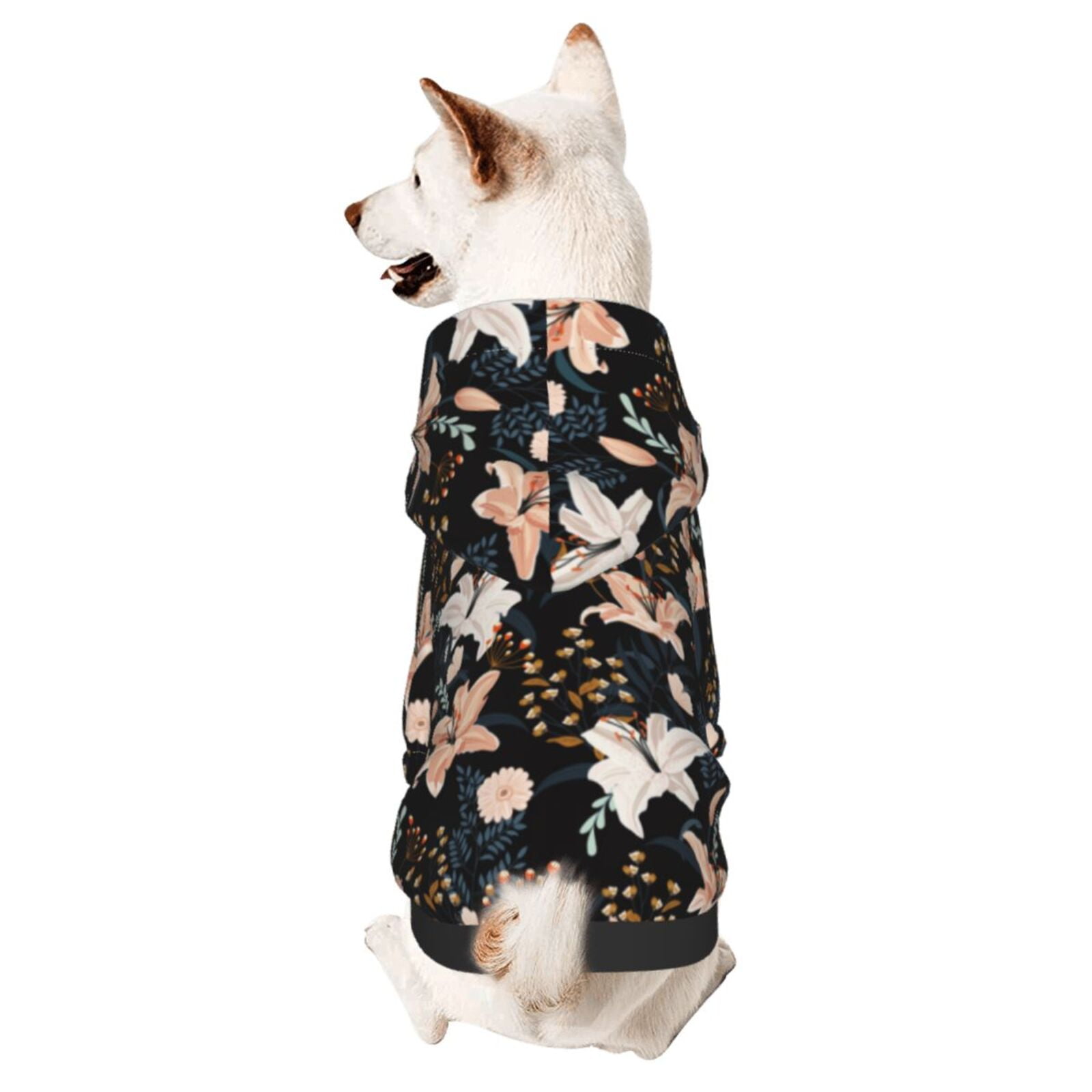 Disketp Lilies Flowers Dog Hoodie Dog Clothes with Hat, Pet Winter ...