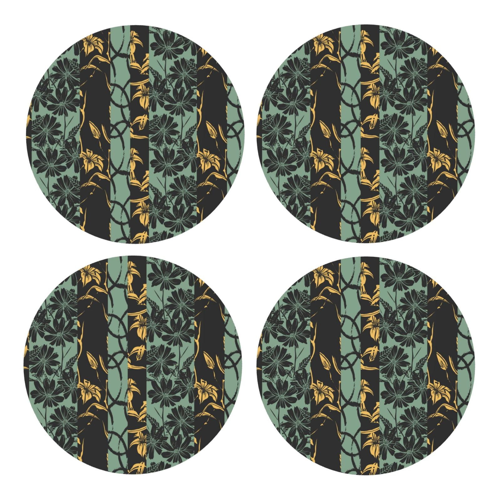 Disketp Lilies Flowers MDF Cork Coaster 4 Pcs - Absorbent Beverage ...