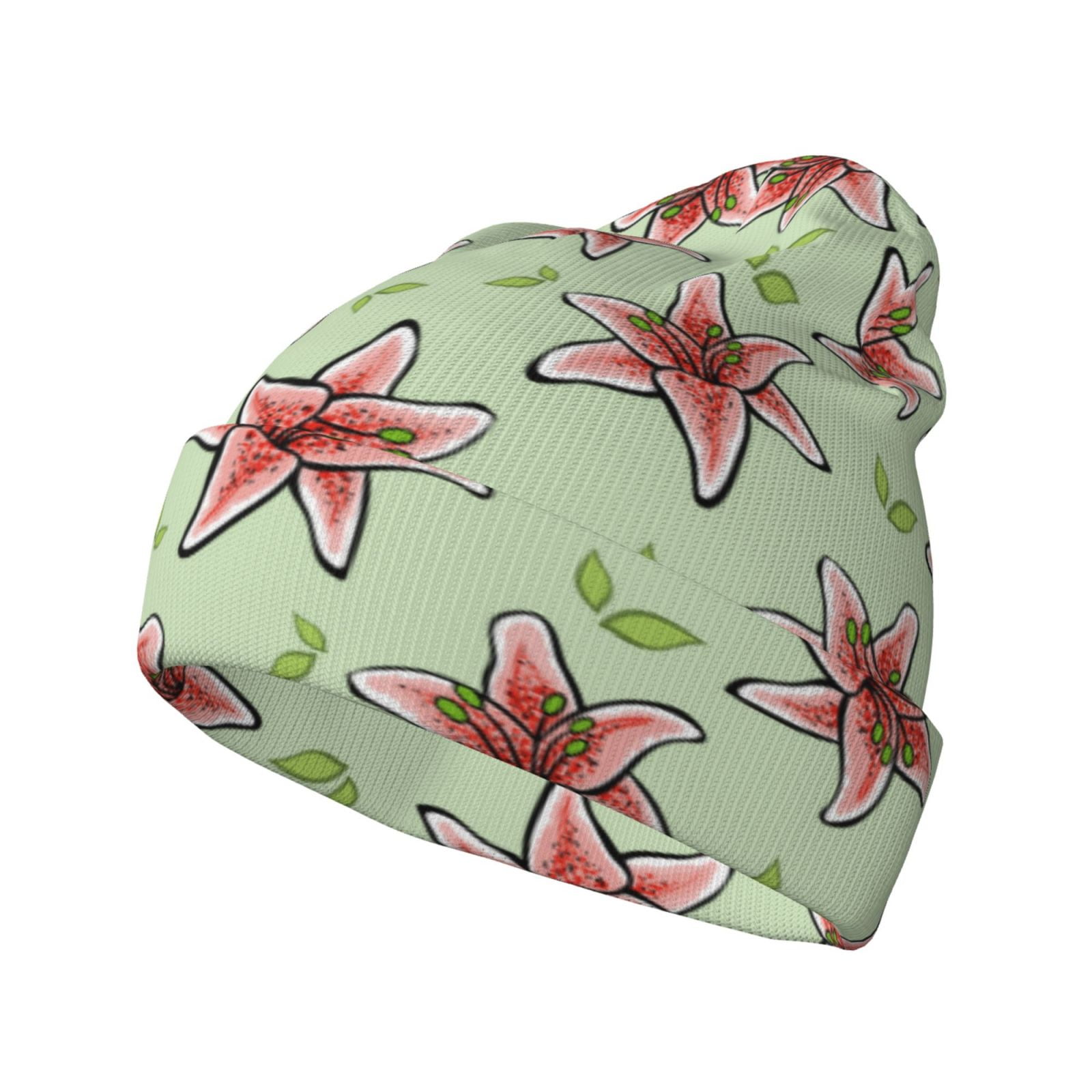 Disketp Lilies Flowers Winter Beanie for Men Women Beanie Knit Hat ...