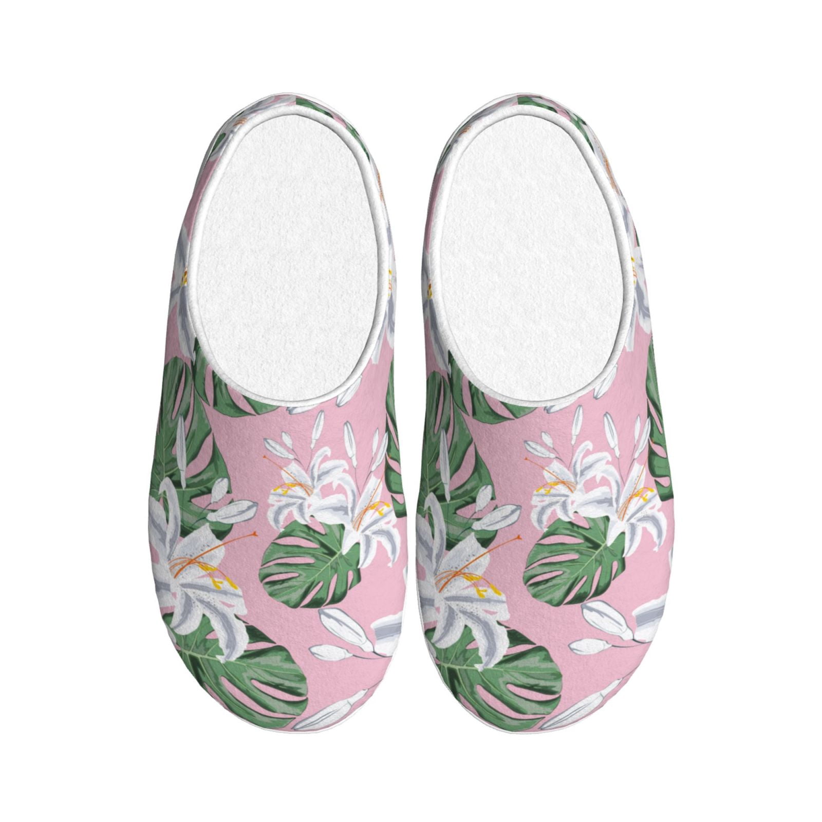 Disketp Lilies Flowers Women's Men's Slippers Plush Slip-On House ...