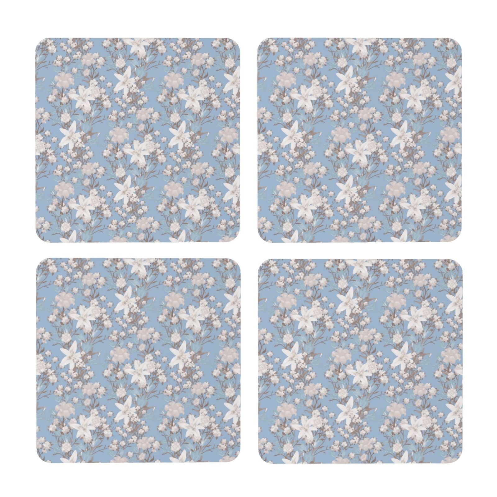 Disketp Lily Flower MDF Cork Coaster 4 Pcs - Absorbent Beverage ...