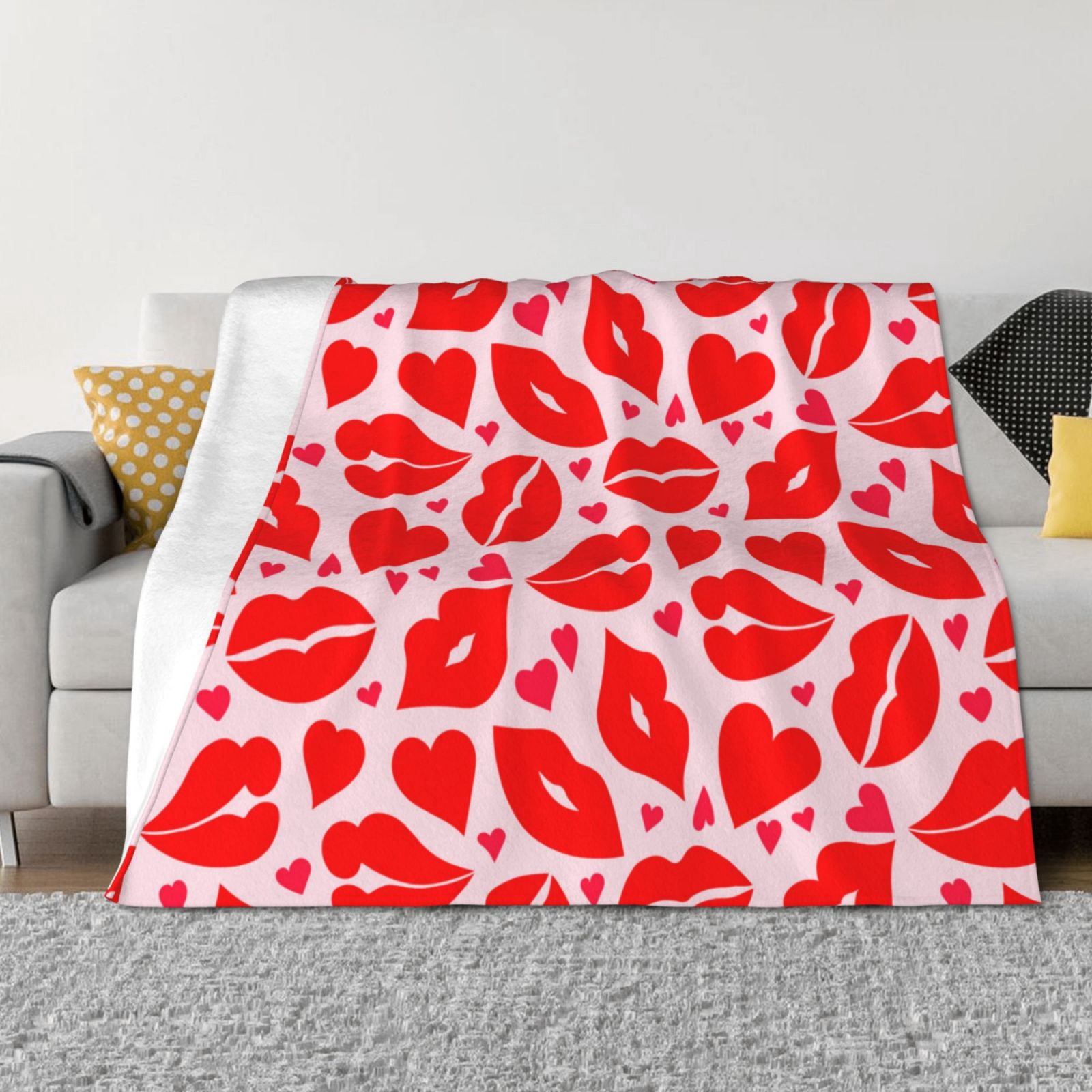 Disketp Lips Kiss Flannel Blankets - Thick and Warm Blanket for Winter ...