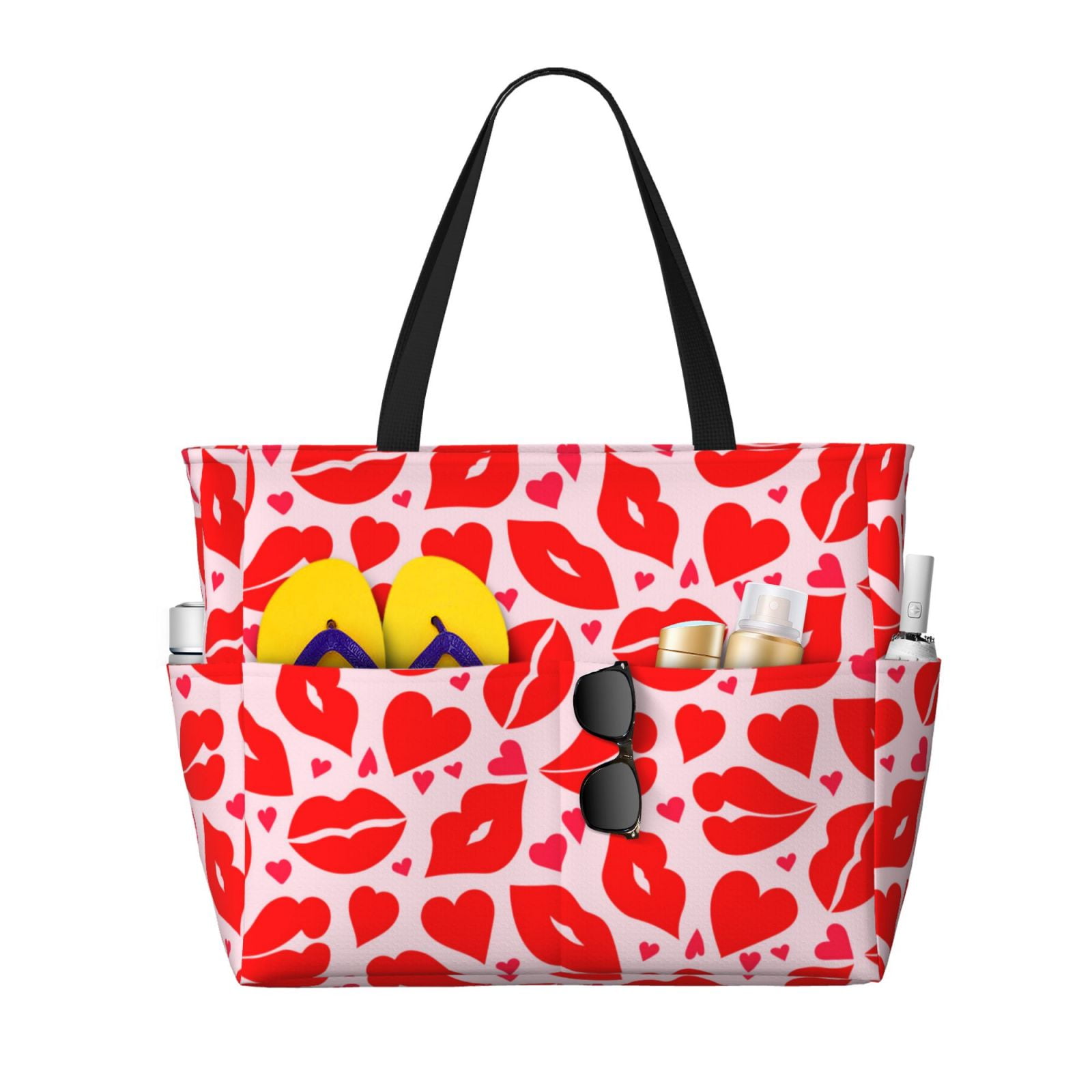 Disketp Lips Kiss Large Capacity Beach Bag, Waterproof Sandproof Beach ...