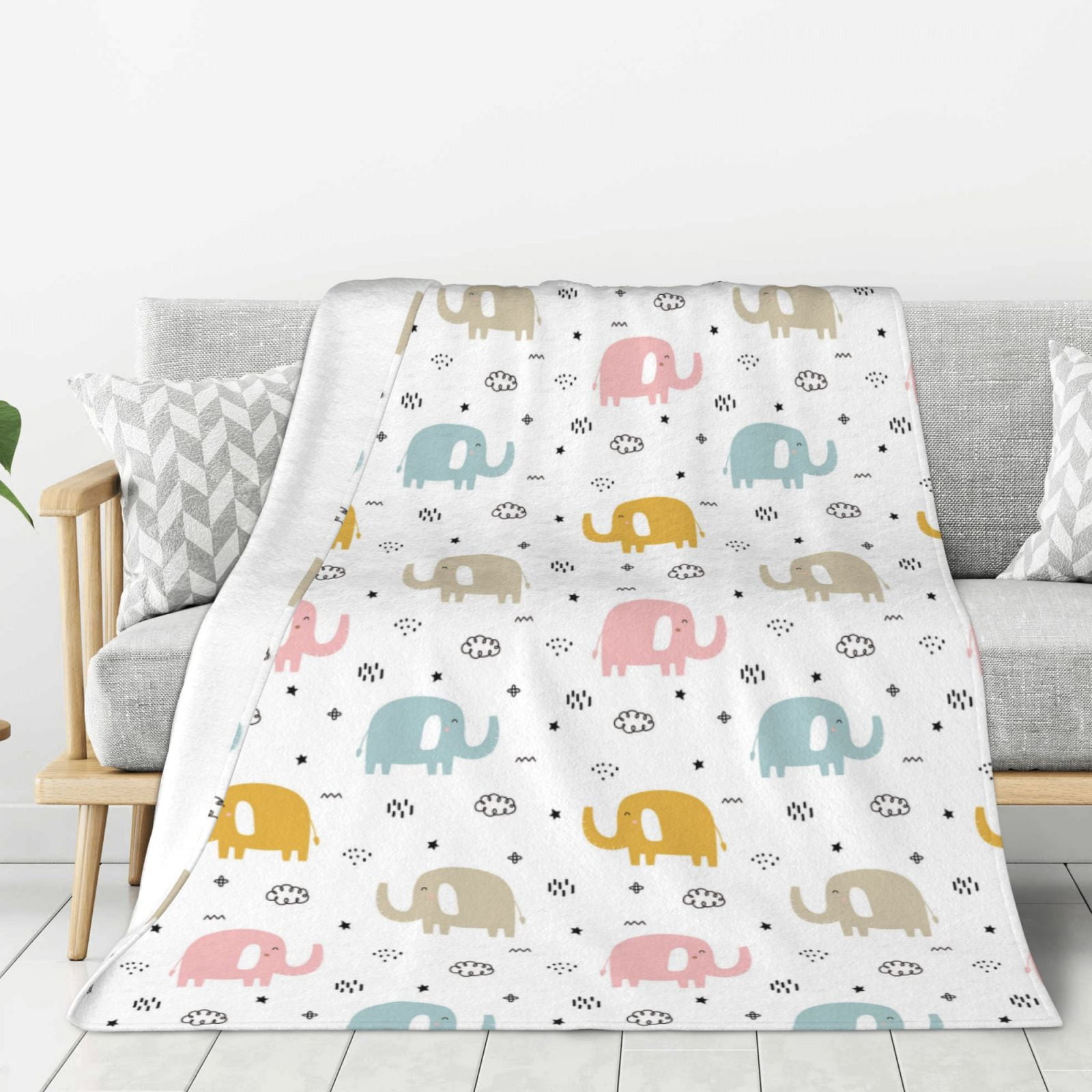 Disketp Little Elephant Cozy Flannel Fleece Throw Blanket: Has a ...