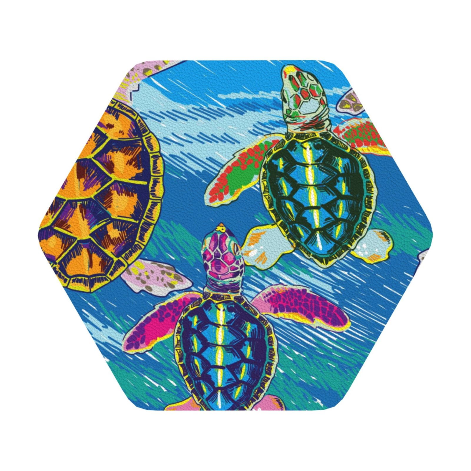 Disketp Little Sea Turtles Funny Coasters,6 Pcs Leather Coasters With ...