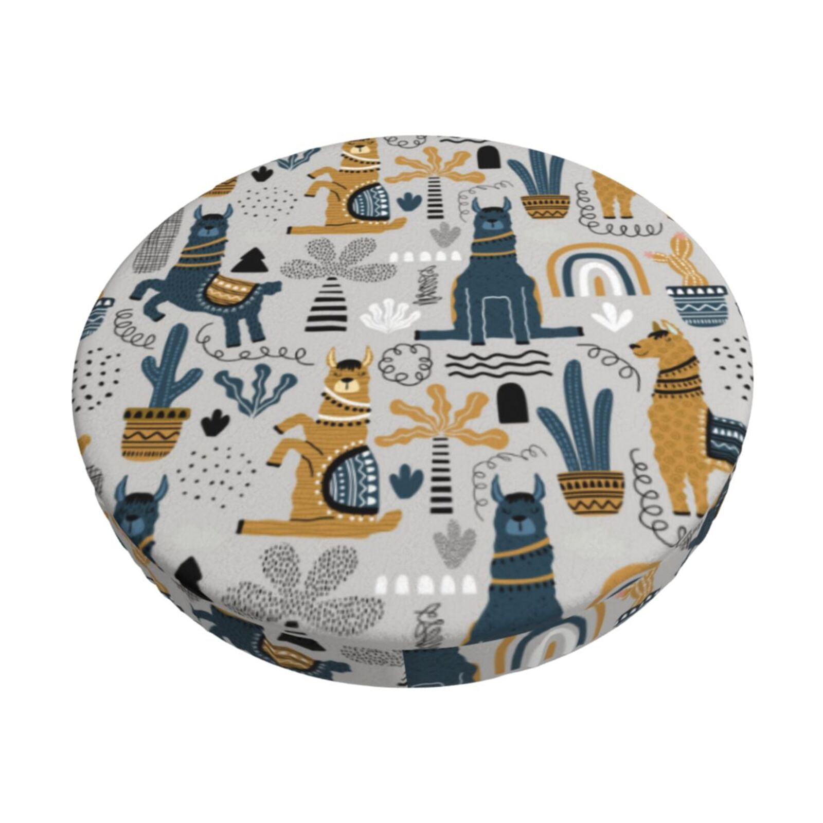 Disketp Llama And Cactus1 Stool Covers Round, Super Soft Round Bar ...