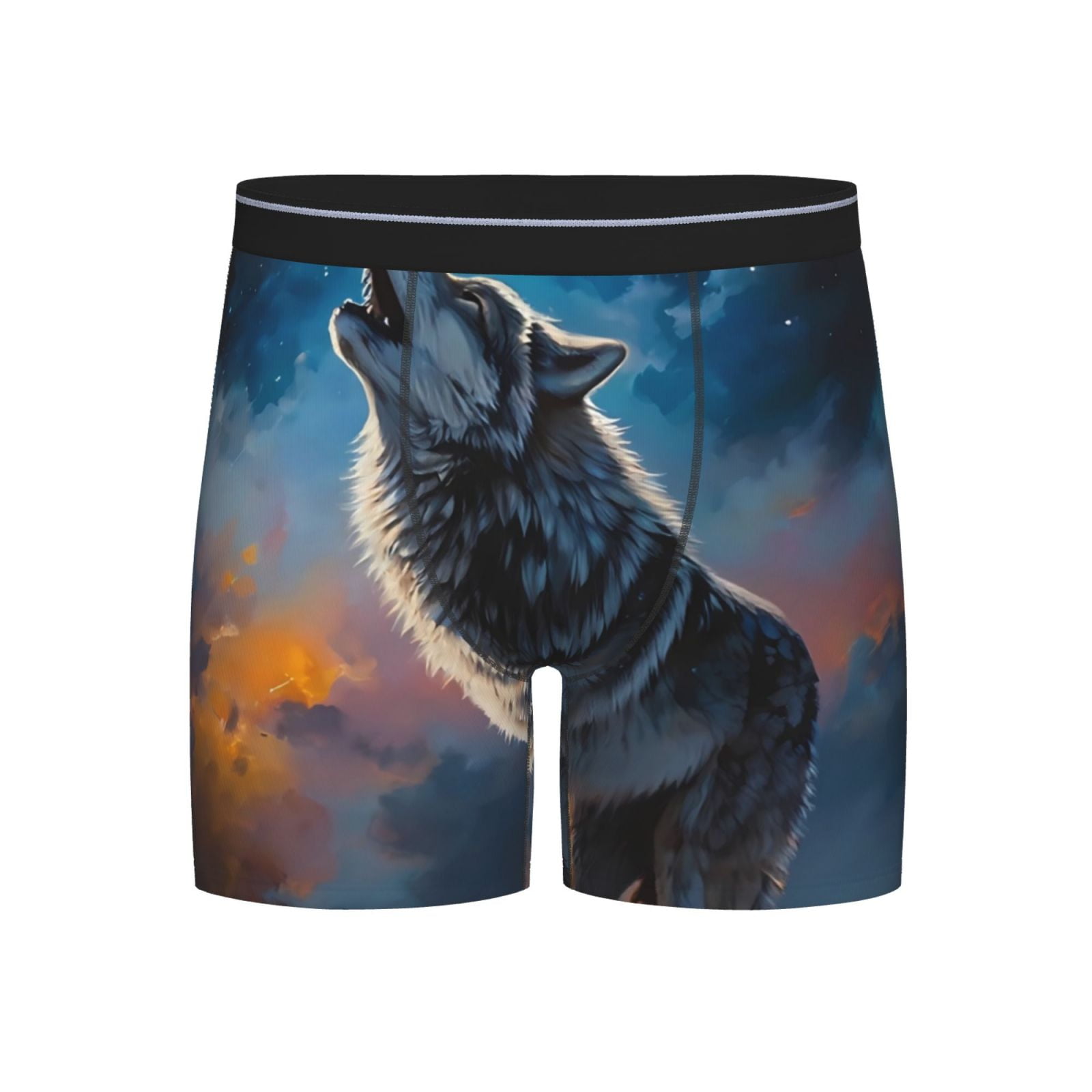 Disketp Lonely Night Sky Wolf Men's Boxer Briefs Men’s Underwear Boxer ...