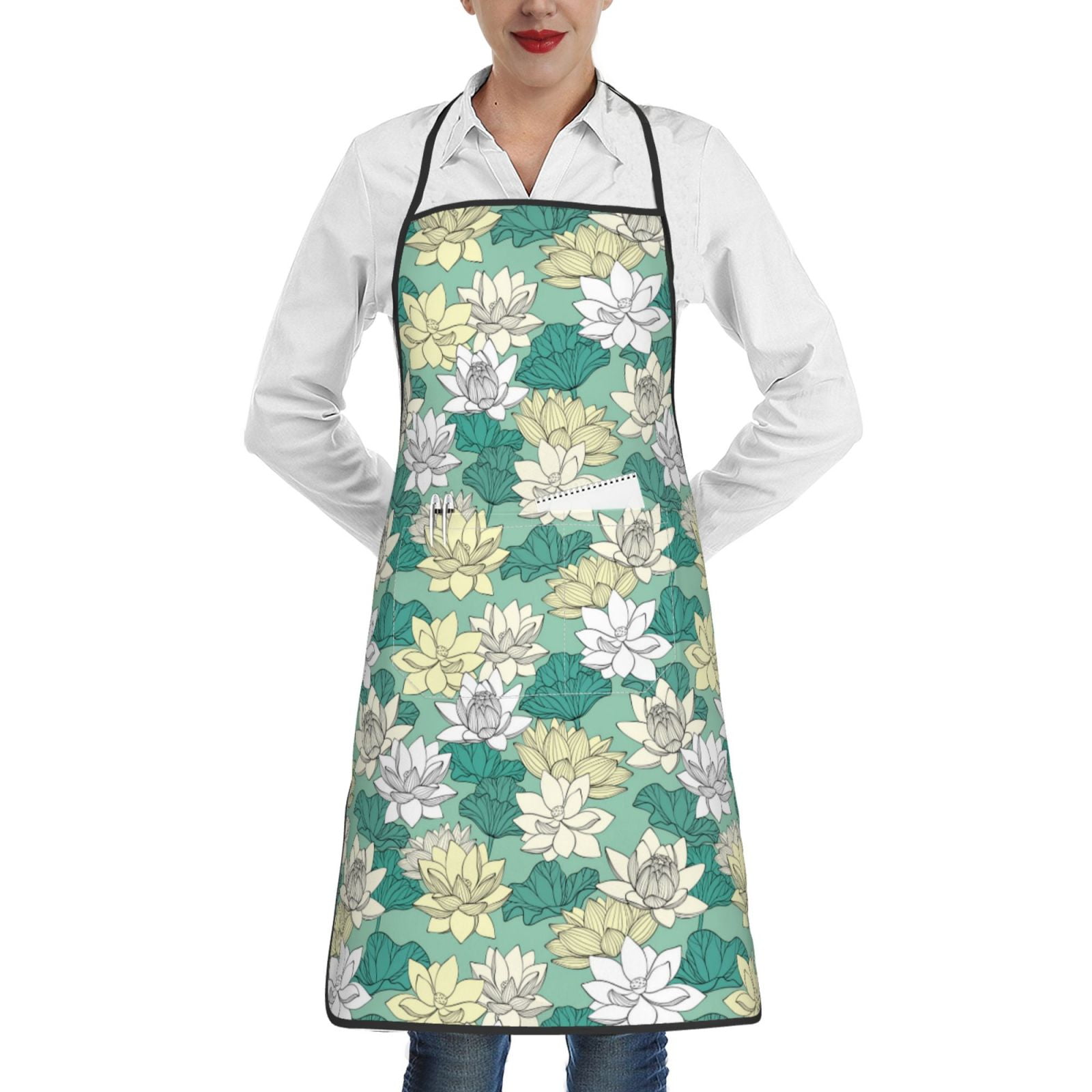 Disketp Lotus Flower1 Kitchen Apron with adjustable Aprons for Women ...
