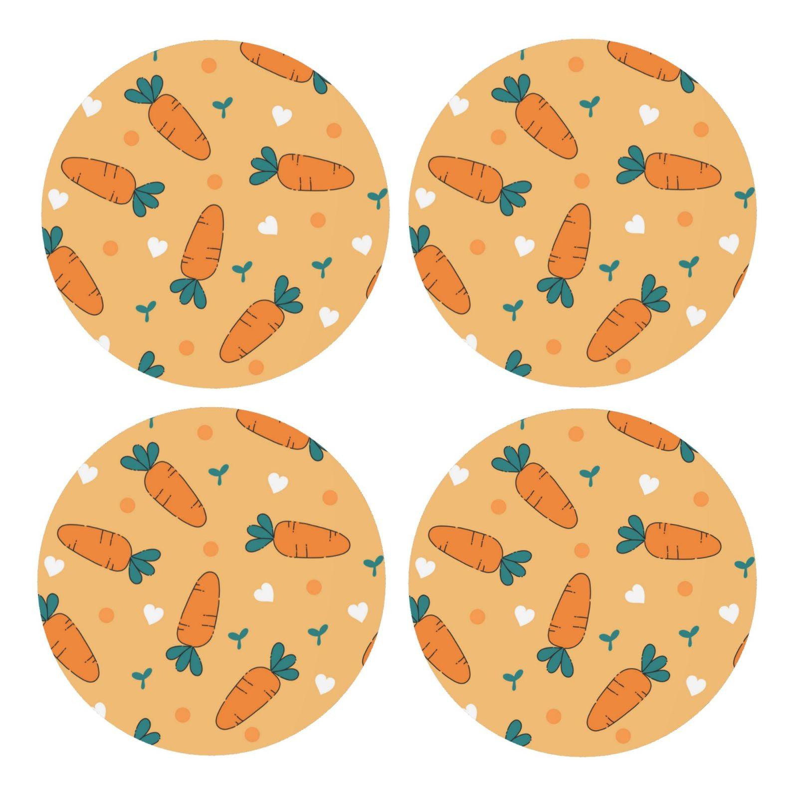 Disketp Love Carrot MDF Cork Coaster 4 Pcs - Absorbent Beverage ...