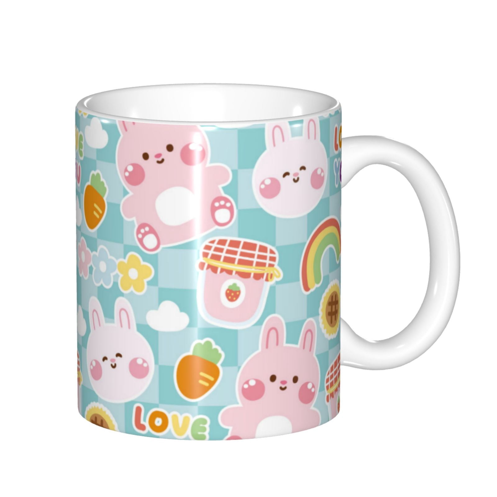 Disketp Love You Rabbit Large Coffee Mug with Handle Tea Cup Novelty ...