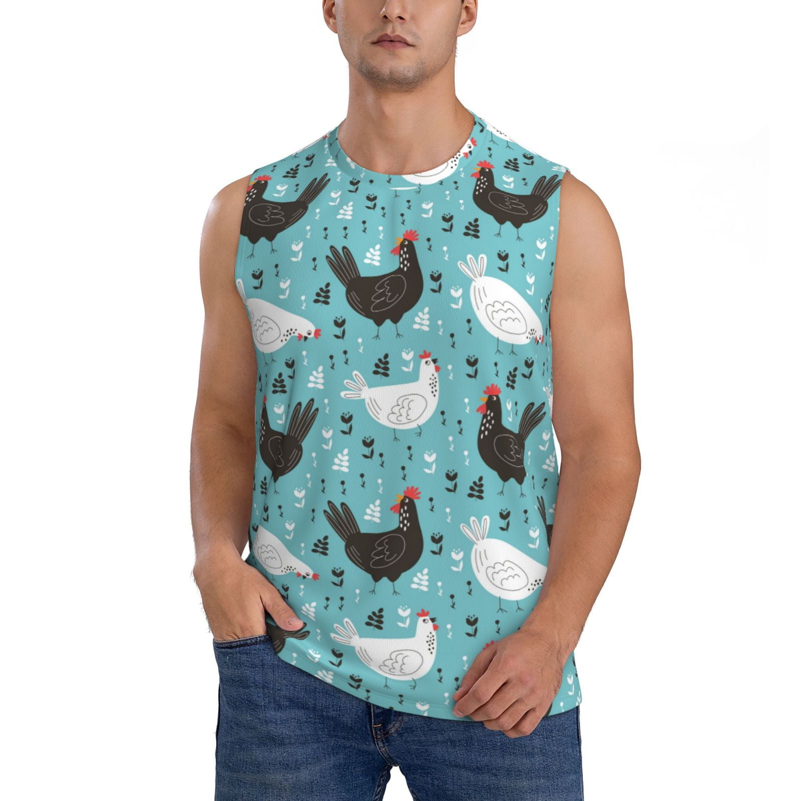 Disketp Lovely Roosters Sleeveless Tshirts For Men, Muscle Shirts For ...