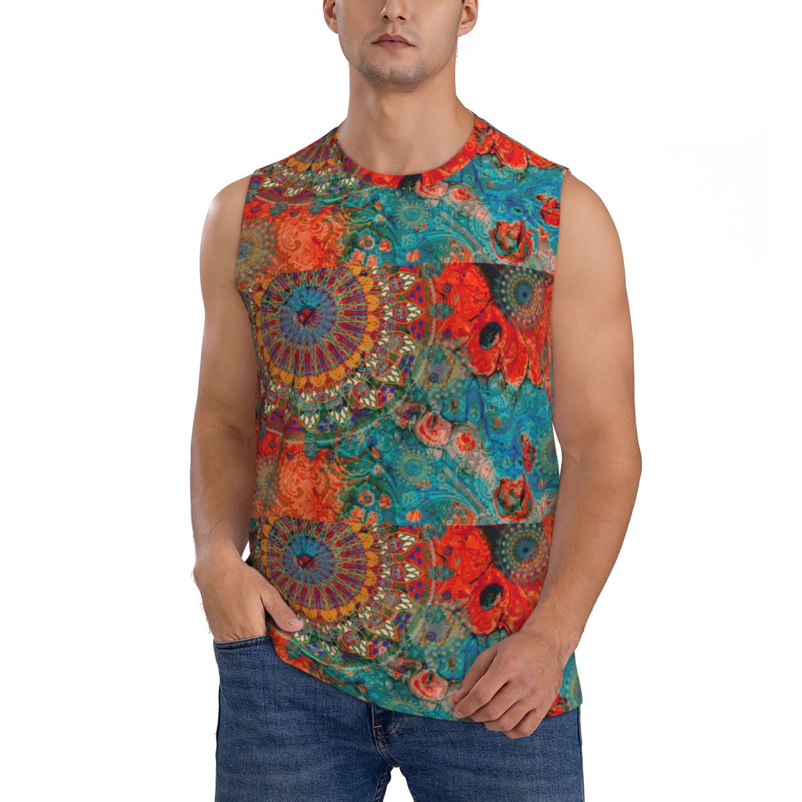 Disketp Mandala Colorful 1 Sleeveless Tshirts For Men, Muscle Shirts ...