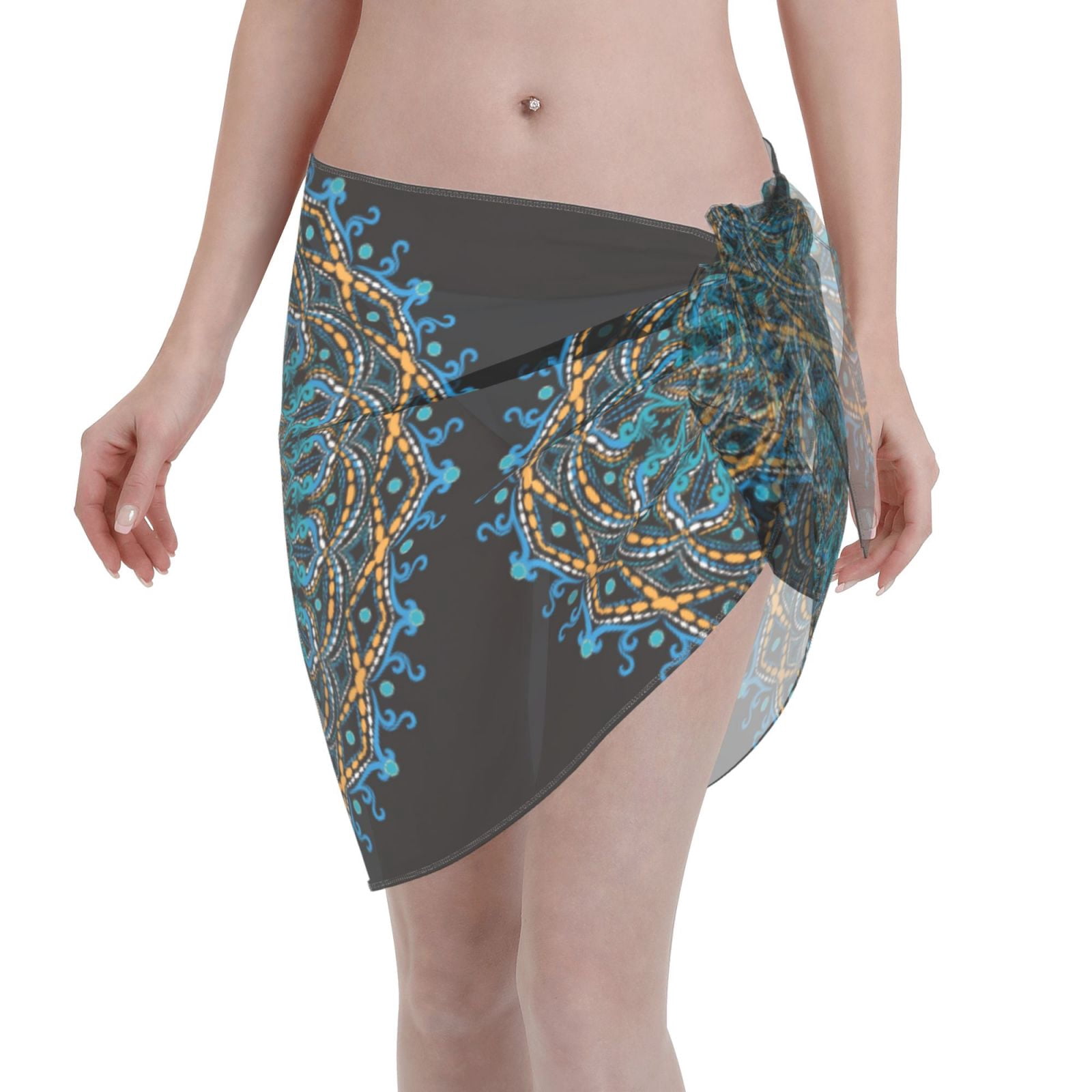 Disketp Mandala Women Swimsuit Cover Up Short Chiffon Summer Beach ...