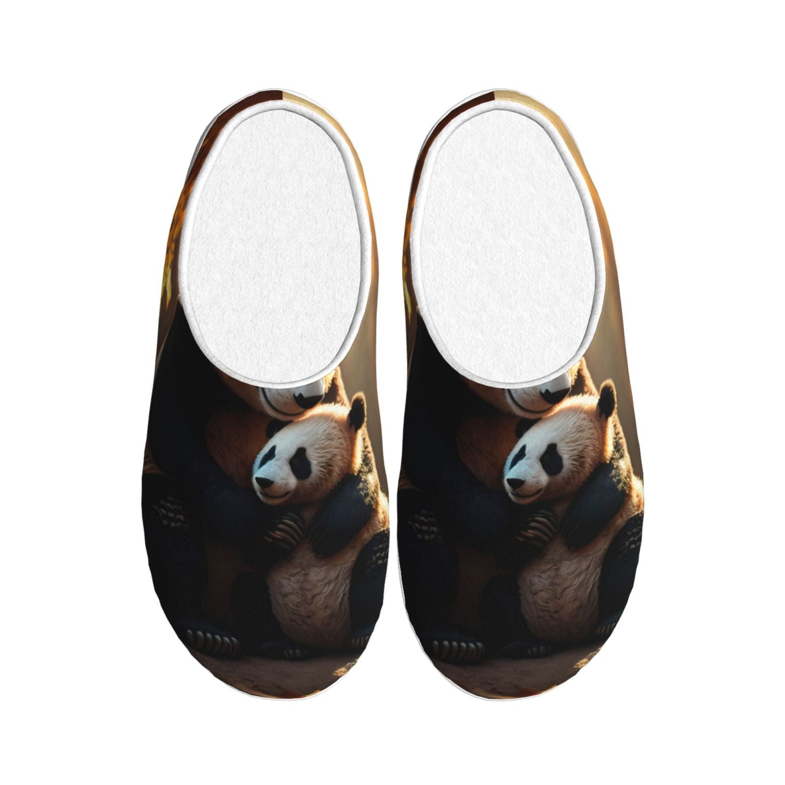 Disketp Maple Forest Panda Women's Men's Slippers Plush Slip-On House ...