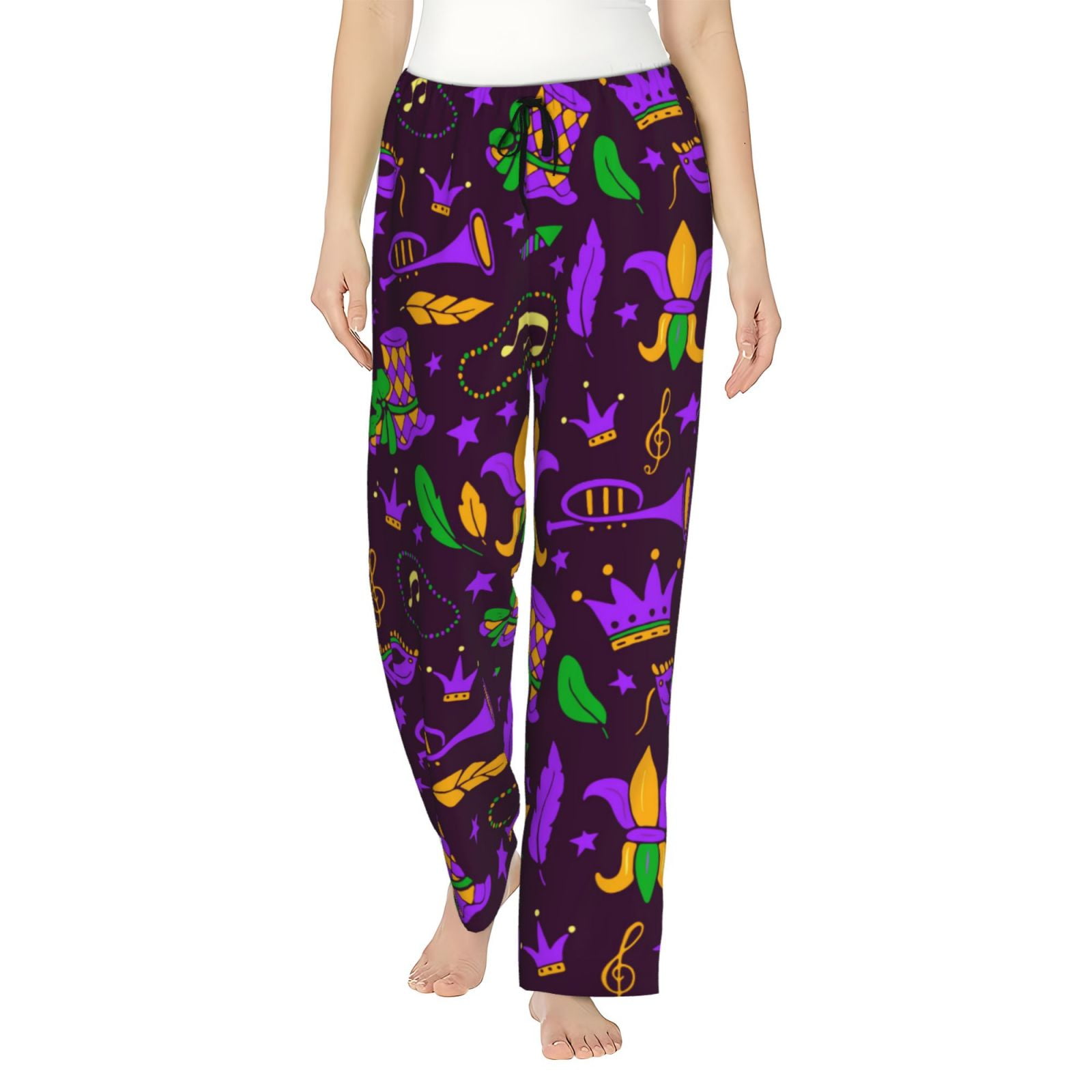 Disketp Mardi Gra2 Print Women'S Comfy Pajama Pants Casual Drawstring ...